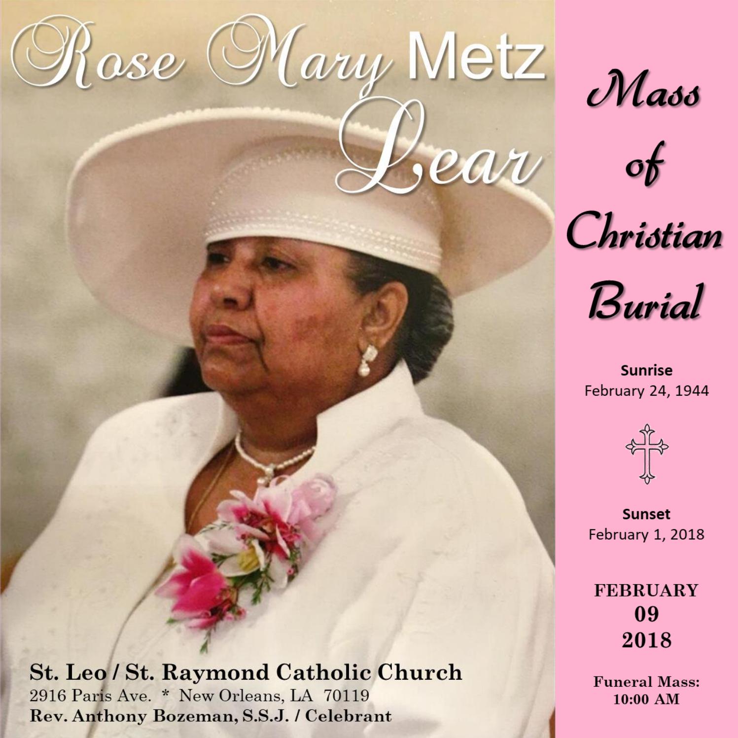 Rose Mary Metz Lear by Our Celebrations of Life - Issuu