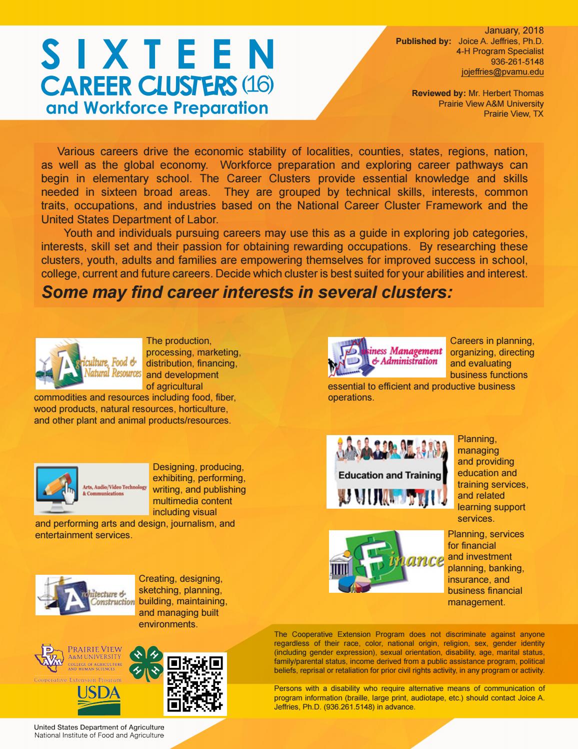 Sixteen Career Clusters by PVAMUCAHS - Issuu