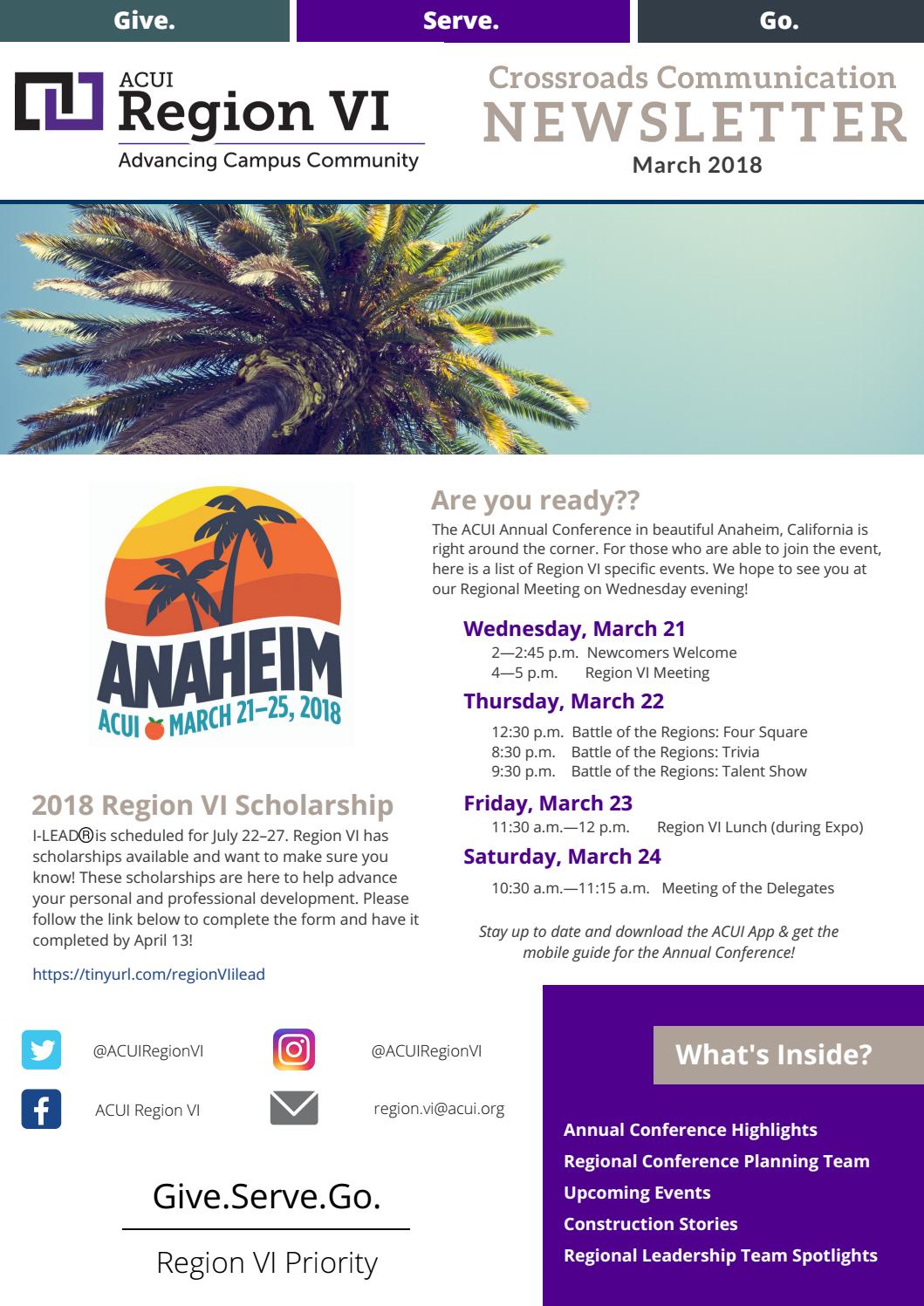 ACUI Region VI March 2018 by ACUI Region VI - Issuu