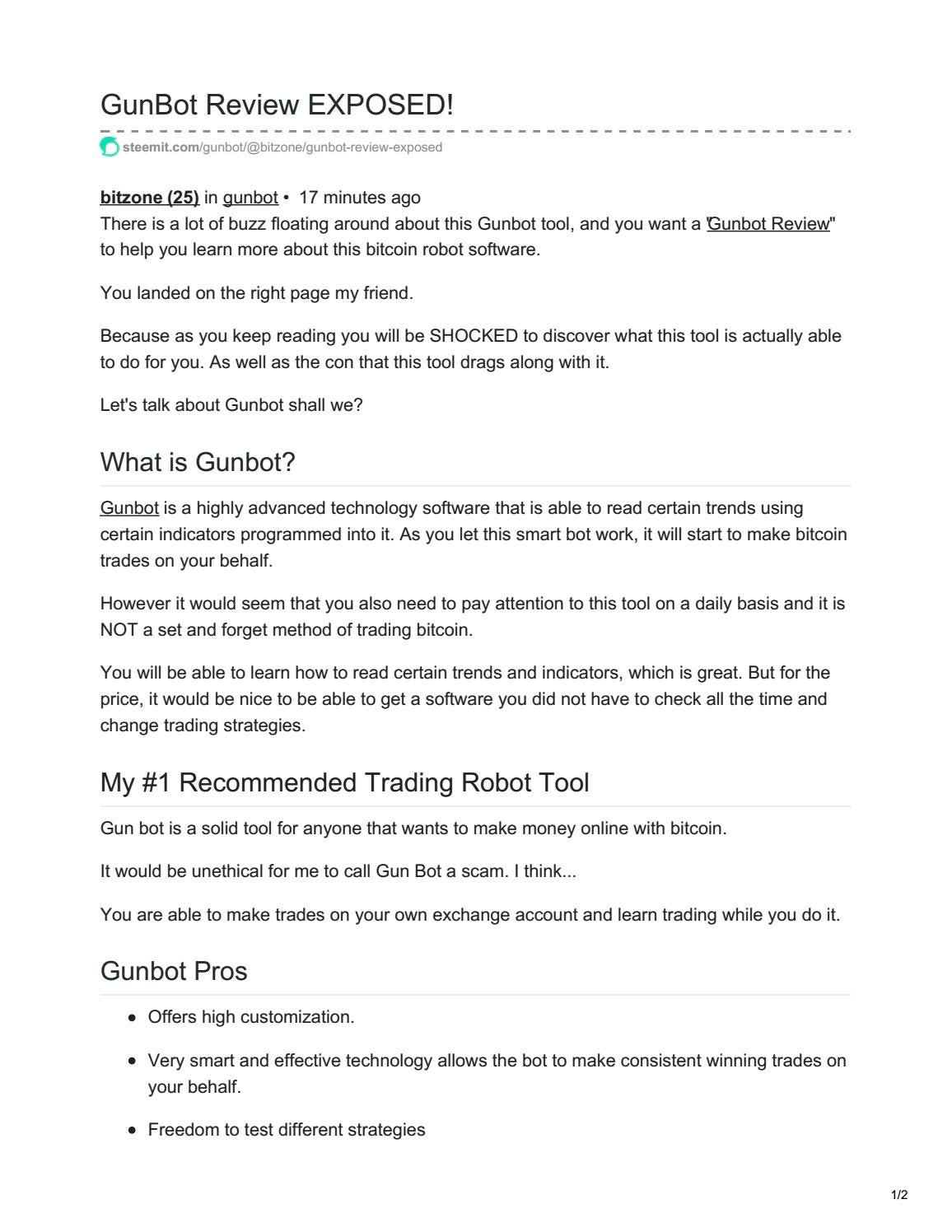 Gunbot Review. Bitcoin Trading Bot Exposed! by justintemple - Issuu