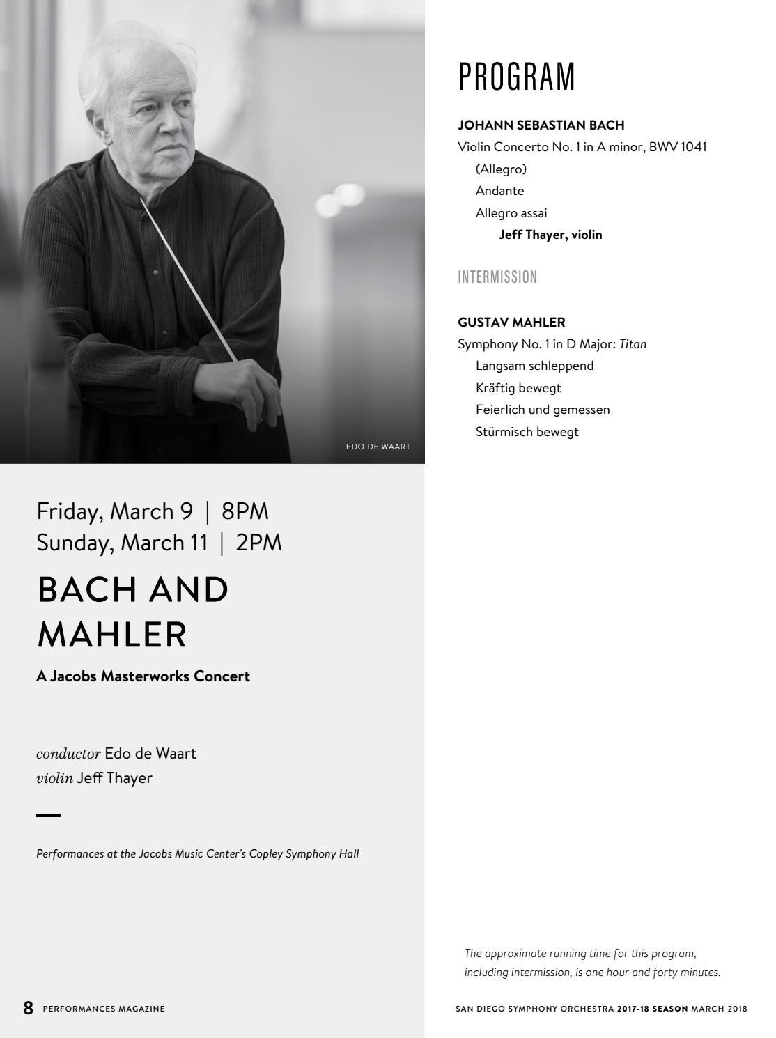 Program Notes: Bach and Mahler by San Diego Symphony - Issuu
