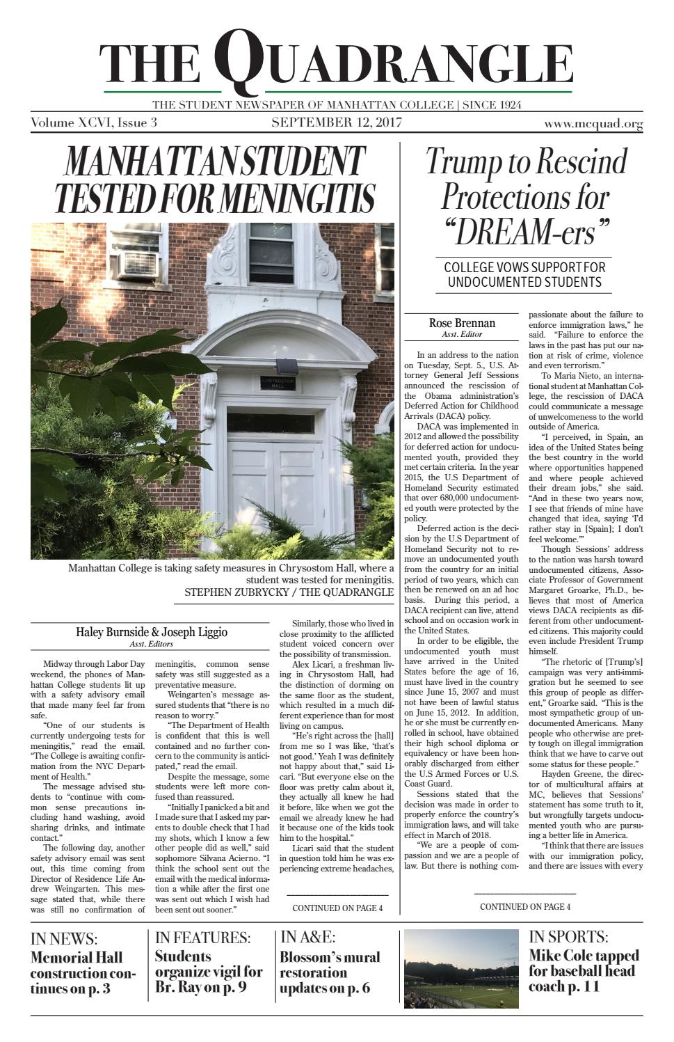 Issue 3, Fall 2017 - The Quadrangle by Manhattan College Quadrangle - Issuu