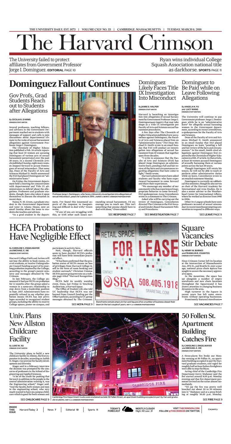 The Harvard Crimson - Volume CXLV, No. 33 by The Harvard Crimson - Issuu