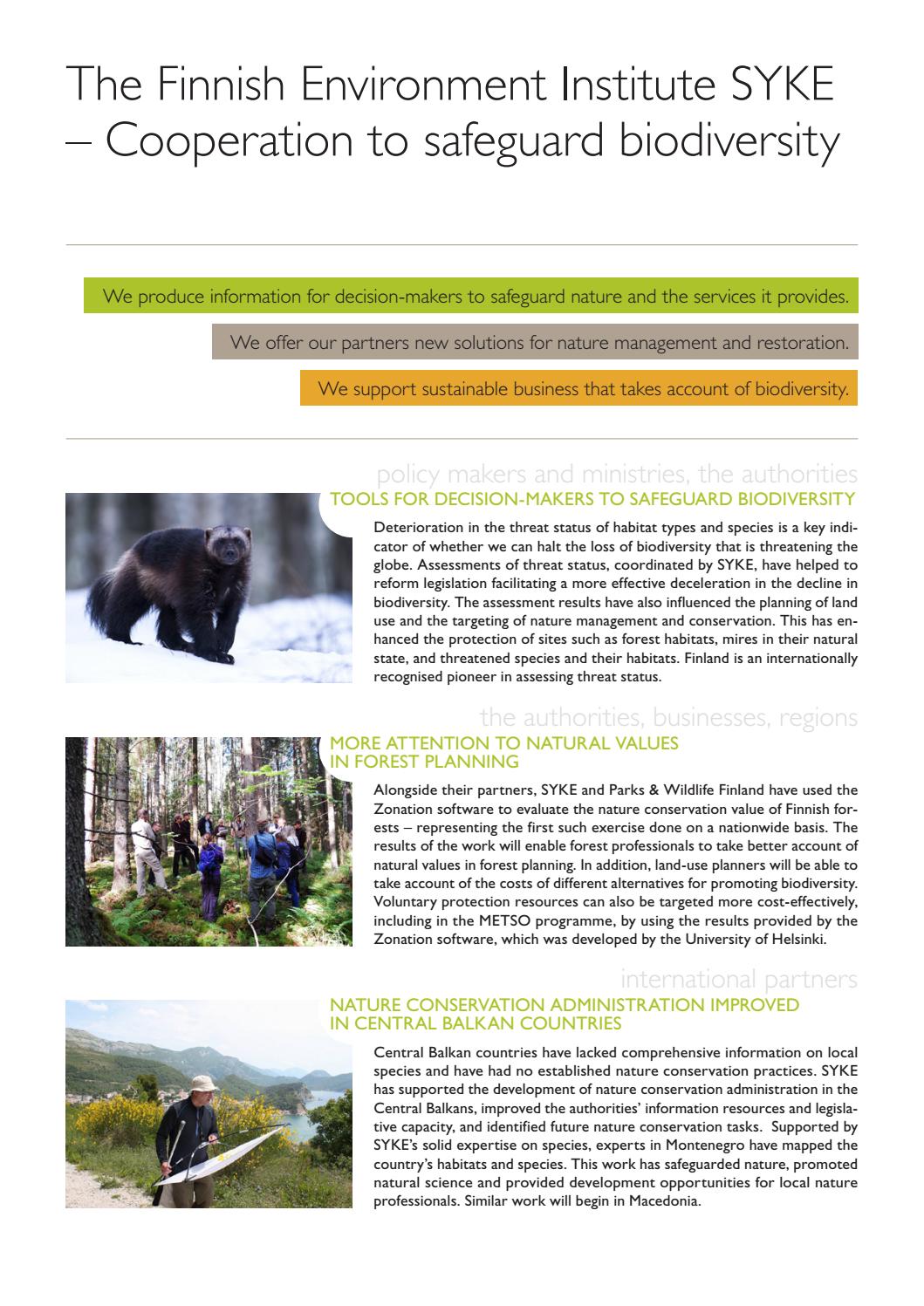 SYKE – Cooperation to safeguard biodiversity by Suomen ympäristökeskus ...