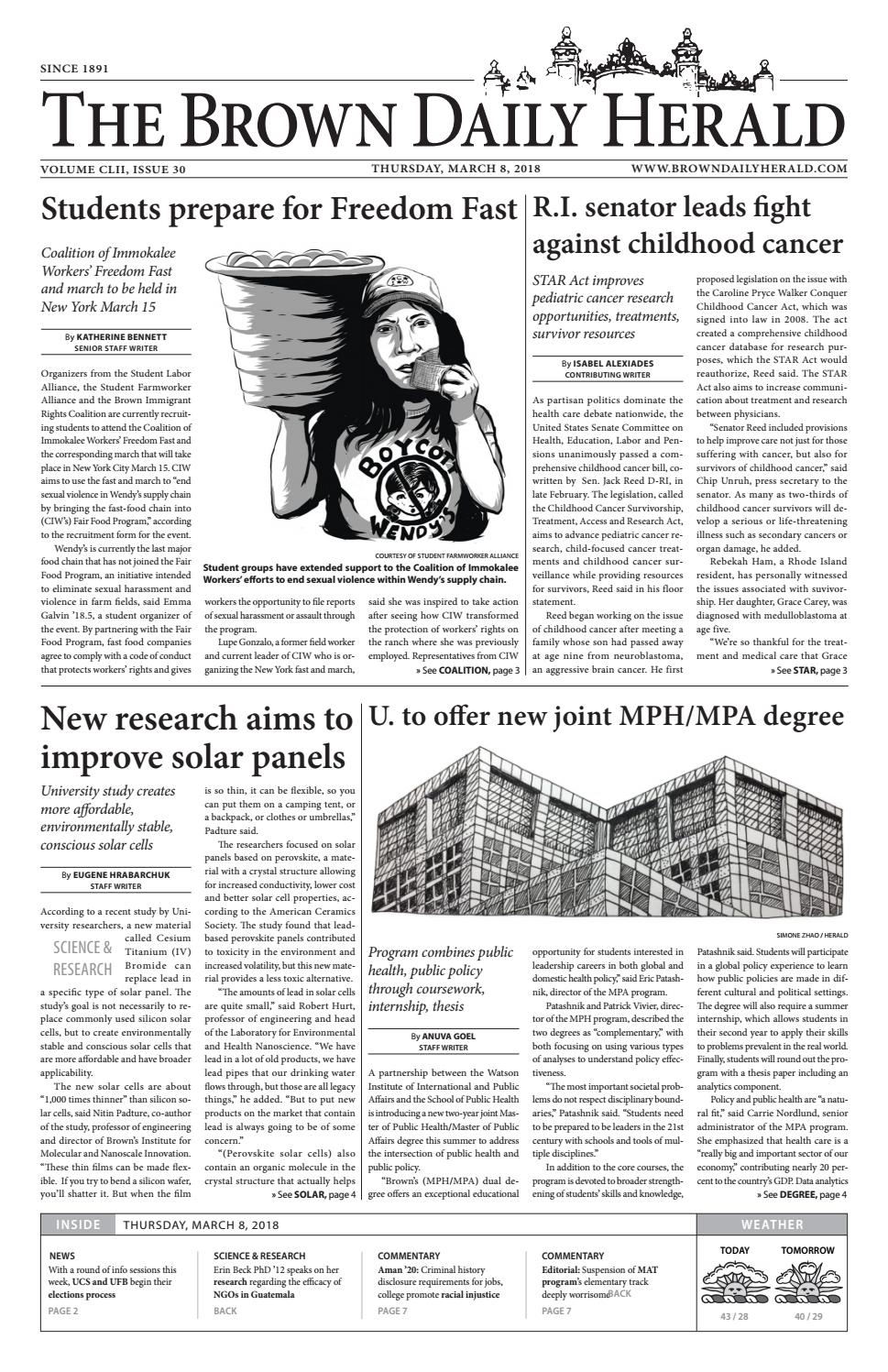 Thursday, March 8, 2018 by The Brown Daily Herald - Issuu