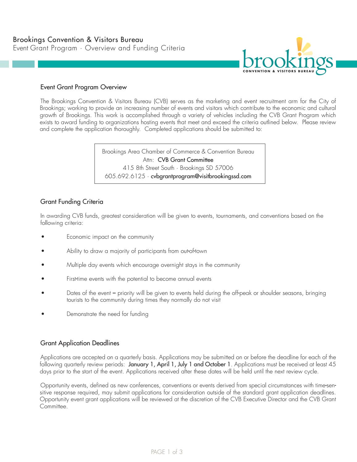 Cvb Grant Application Criteria By Visit Brookings Issuu