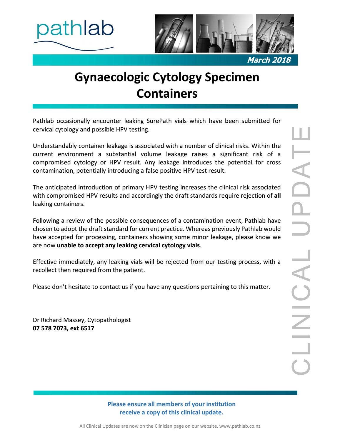 Gynaecologic Cytology Specimen Containers March 2018 by WBOP PHO - Issuu