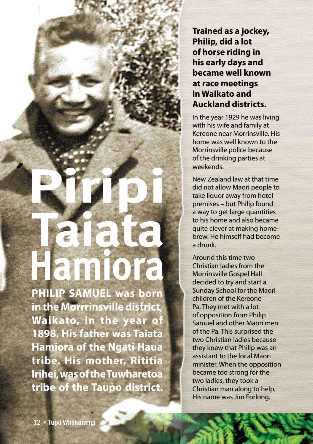 Piripi Taiata Hamiora article by Maori Postal Aotearoa - Issuu