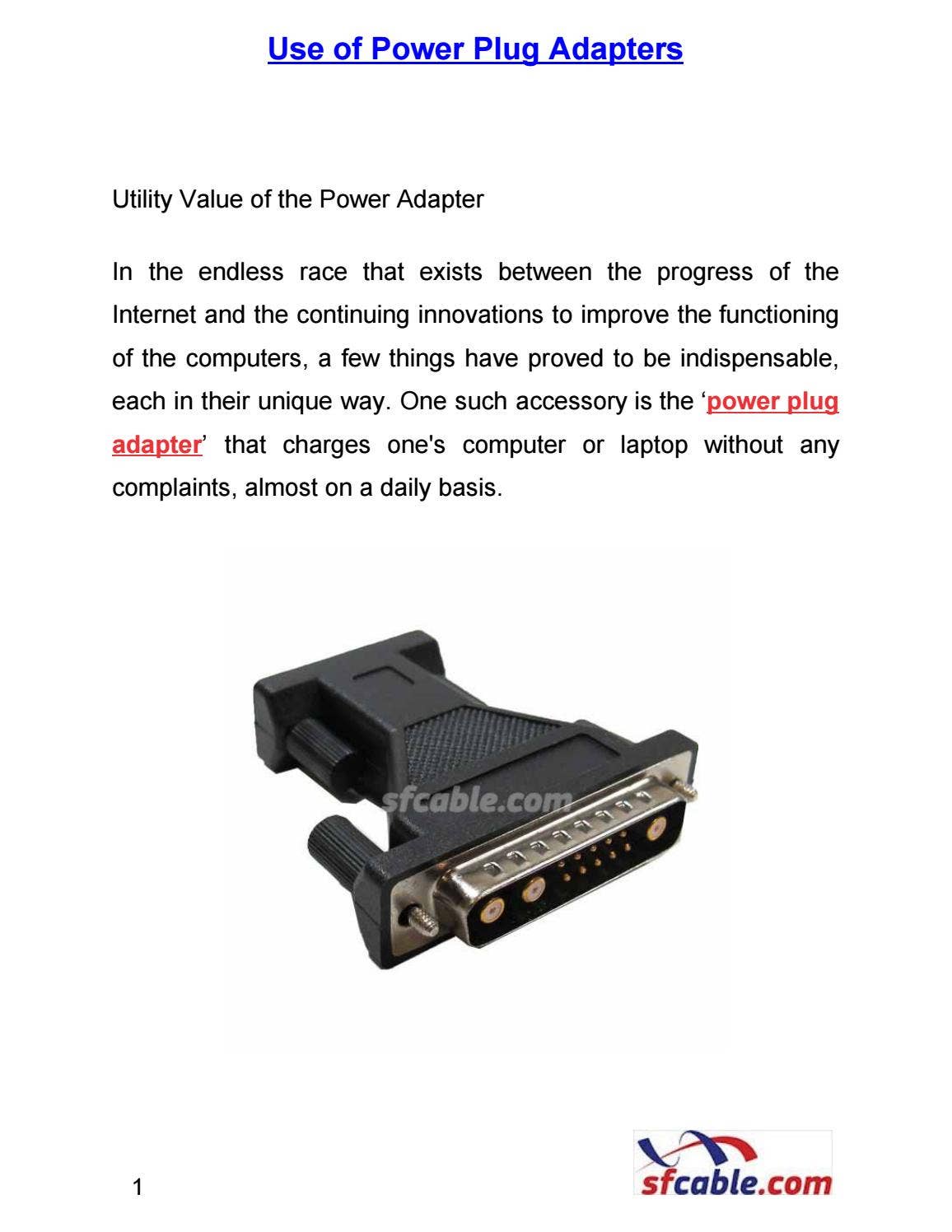 Use of power plug adapters by Sf Cable, Inc - Issuu