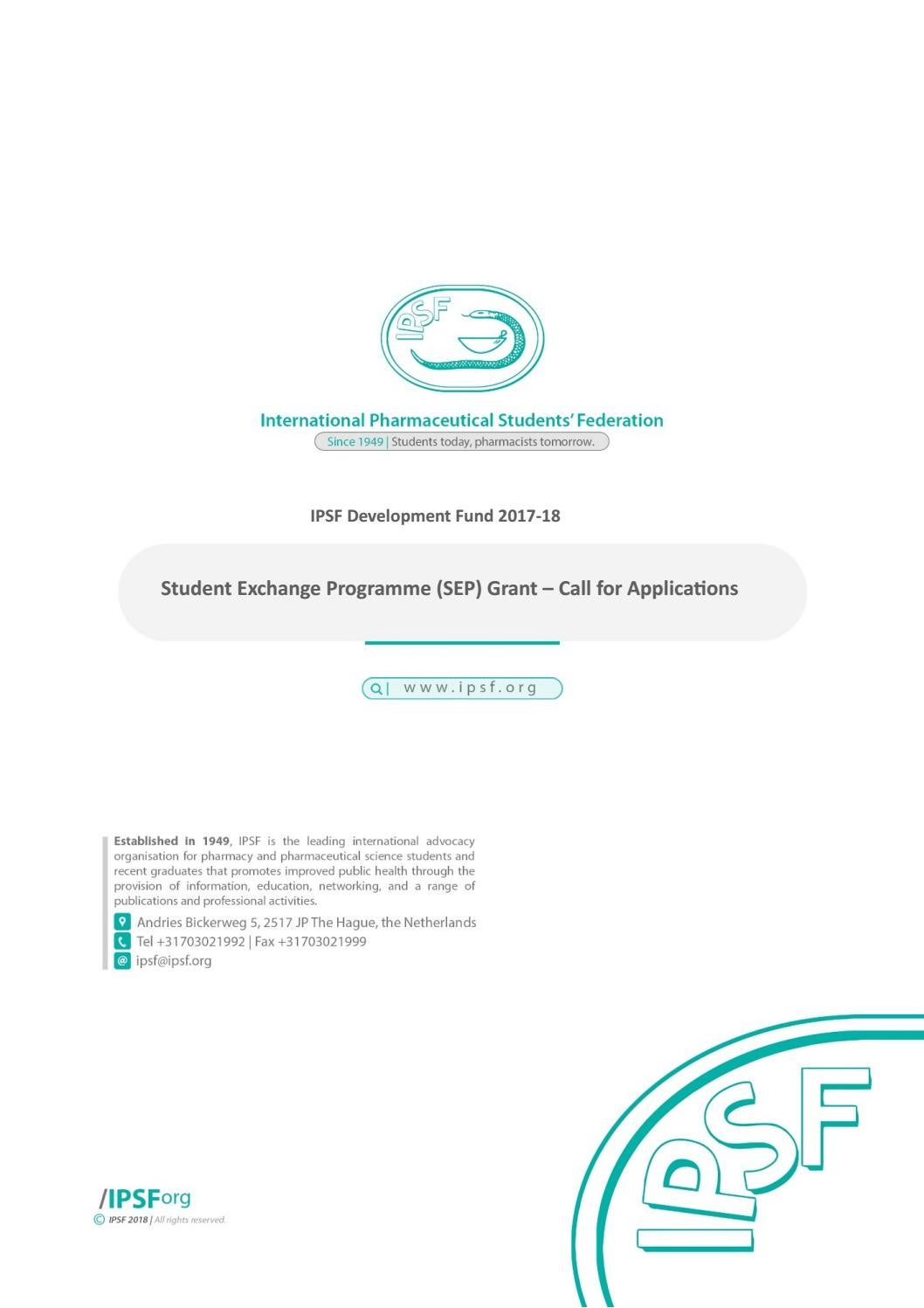 IPSF Student Exchange Programme Call and Application 2017-2018 by ...