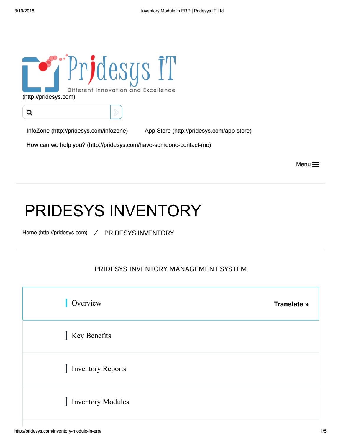 Inventory Module in ERP Pridesys IT Ltd by Pridesys IT Ltd - Issuu