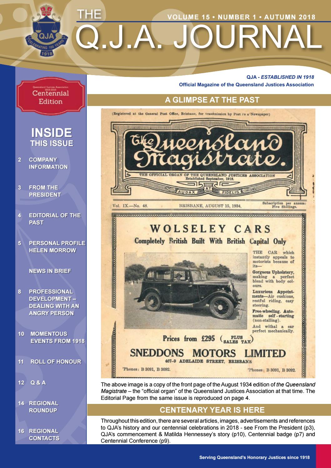 QJA Journal Autumn 2018 by Queensland Justices Association - Issuu