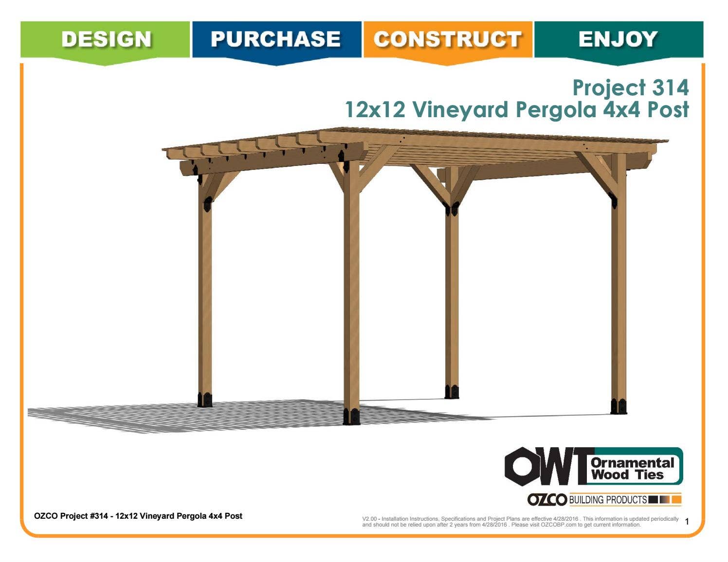 OZCO Project 12x12 Vineyard Pergola 4x4 Posts #314 by OZCO Building ...