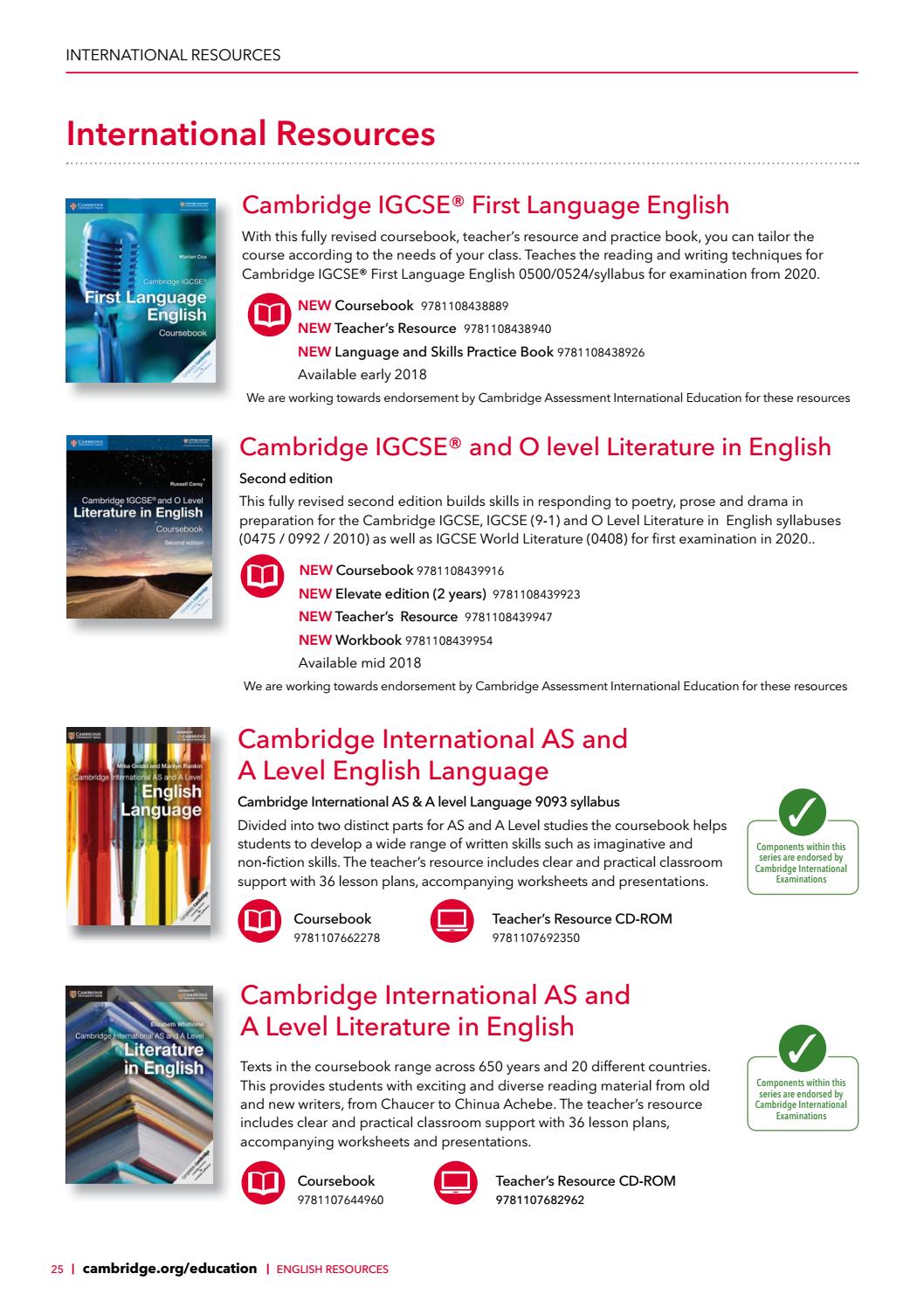 English Resources Catalogue 2018 by Cambridge International Education ...