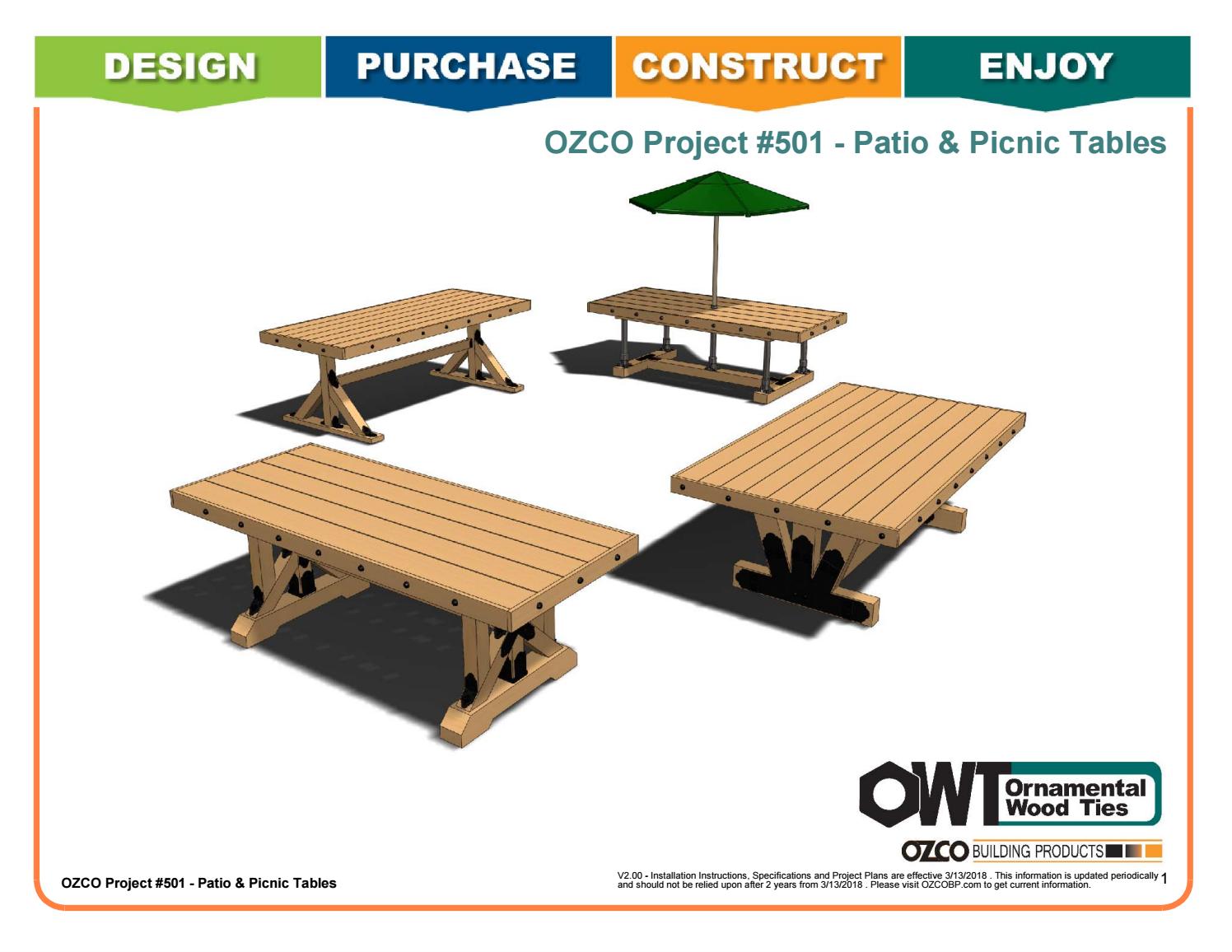 OZCO Project #501 - Patio and Pic-Nic Tables by OZCO Building Products ...