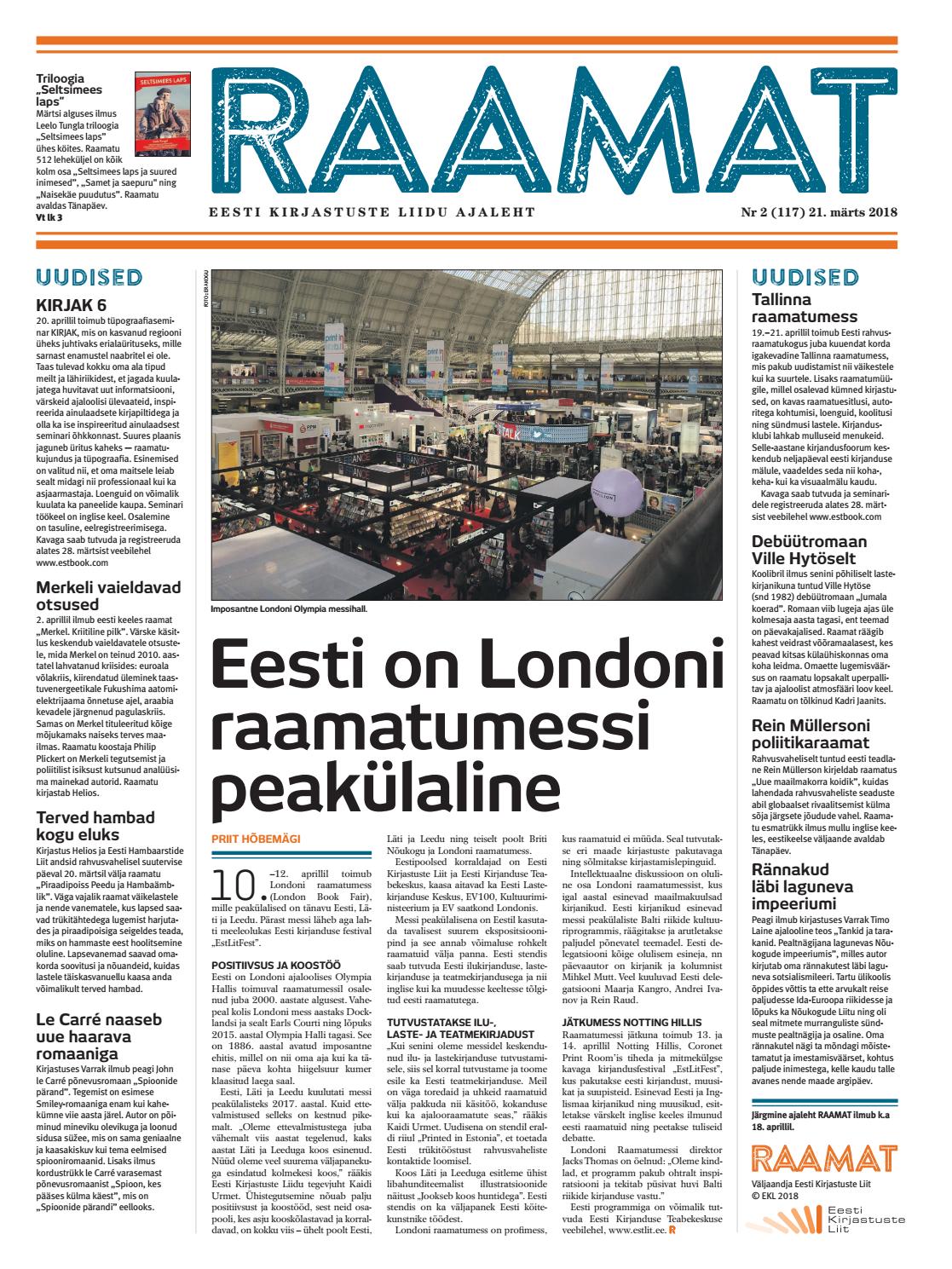 Ajaleht RAAMAT nr 117 (marts 2018) by Kaidi Urmet - Issuu