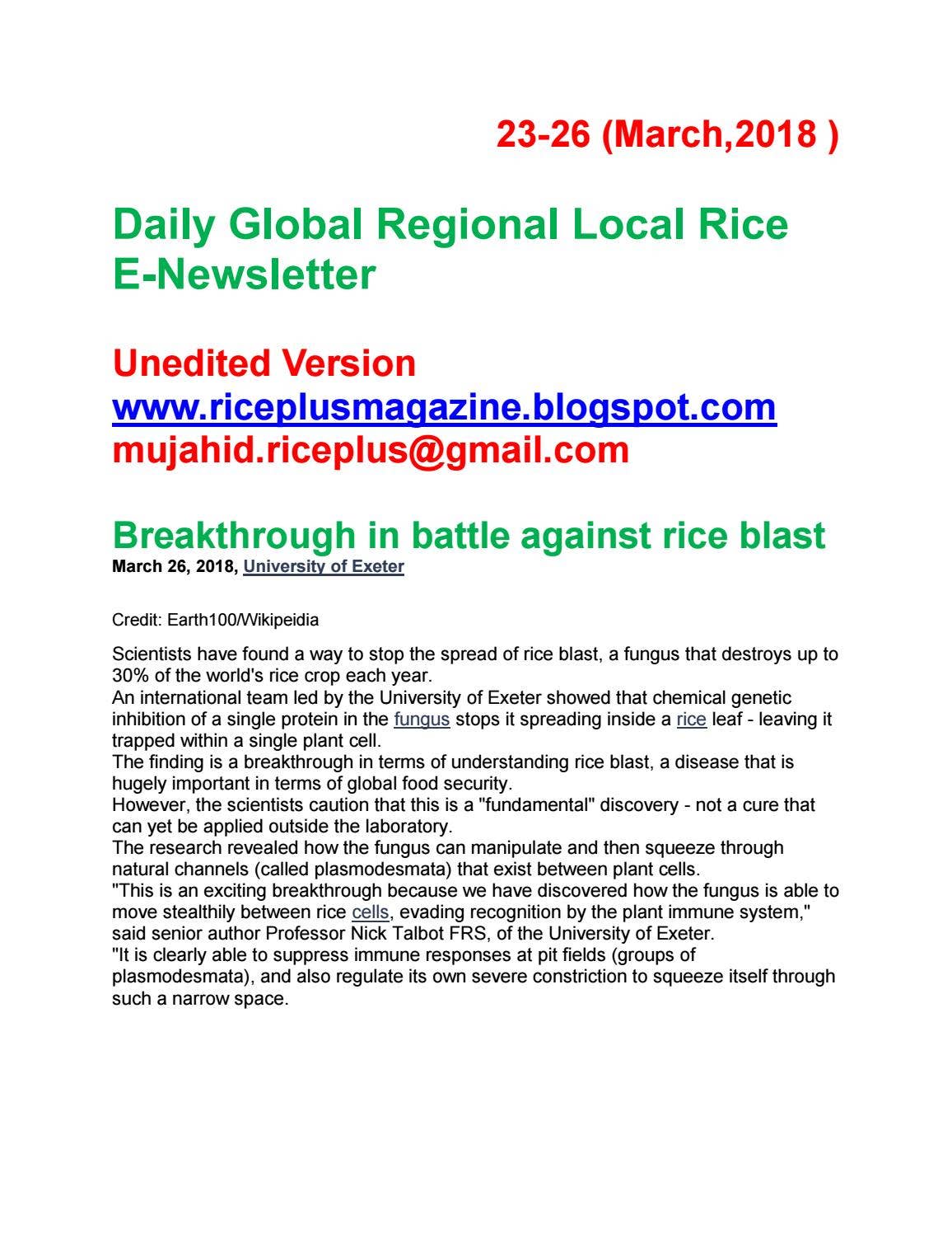 23 26th march,2018 daily global regional local rice e newsletter by ...