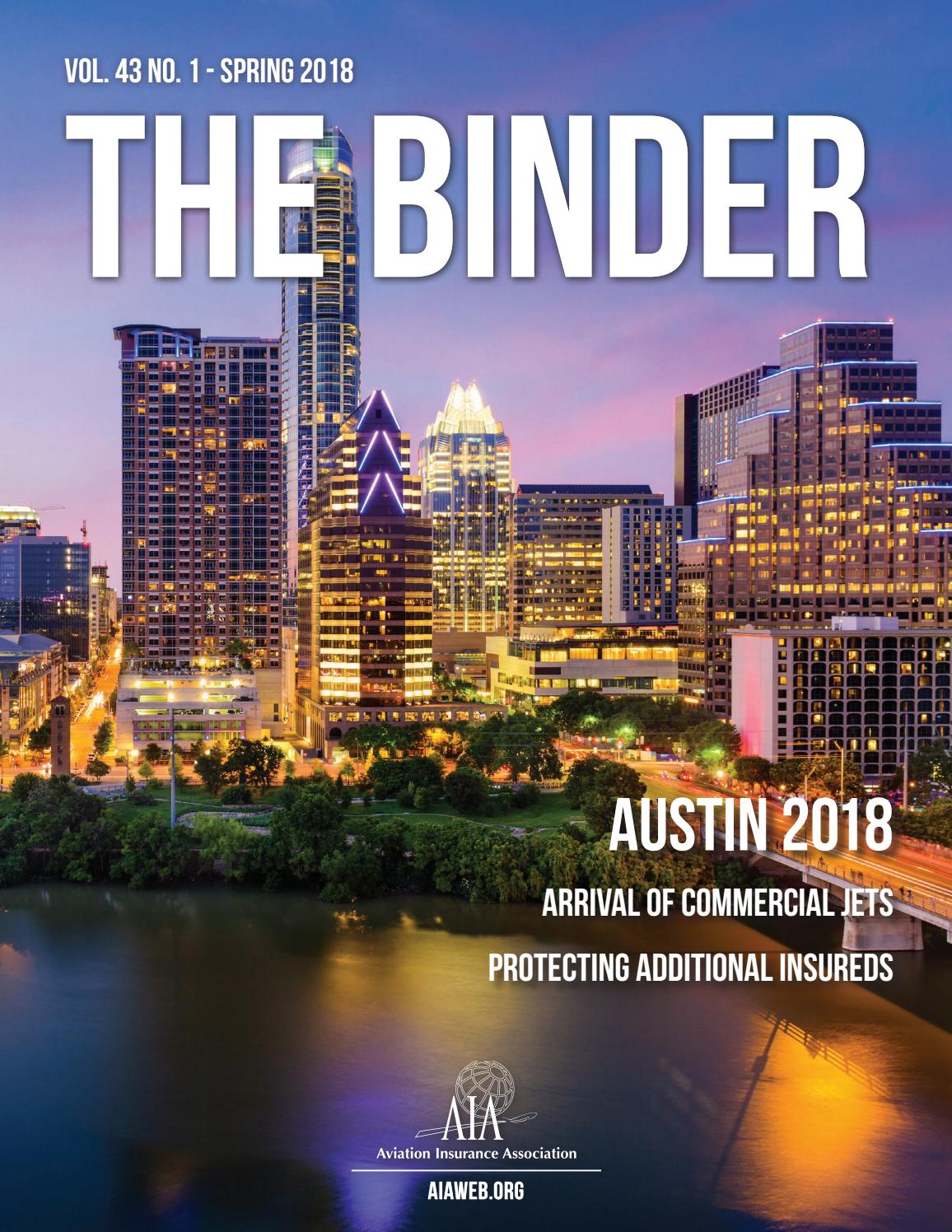 Binder Vol. 43 No.1 Spring 2018 by Aviation Insurance Association - Issuu