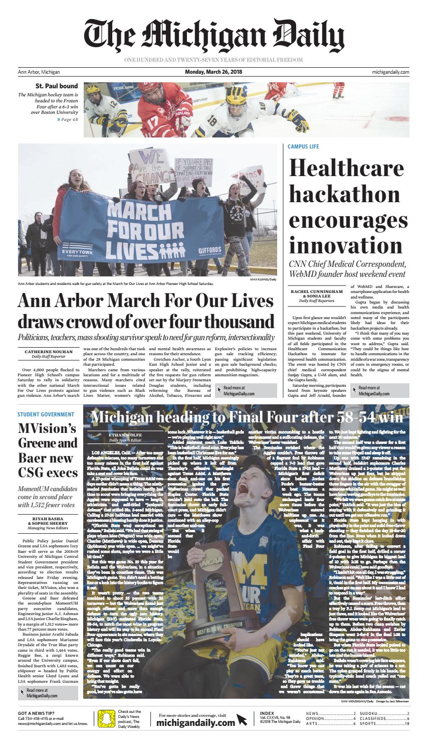 2018-03-26 by The Michigan Daily - Issuu