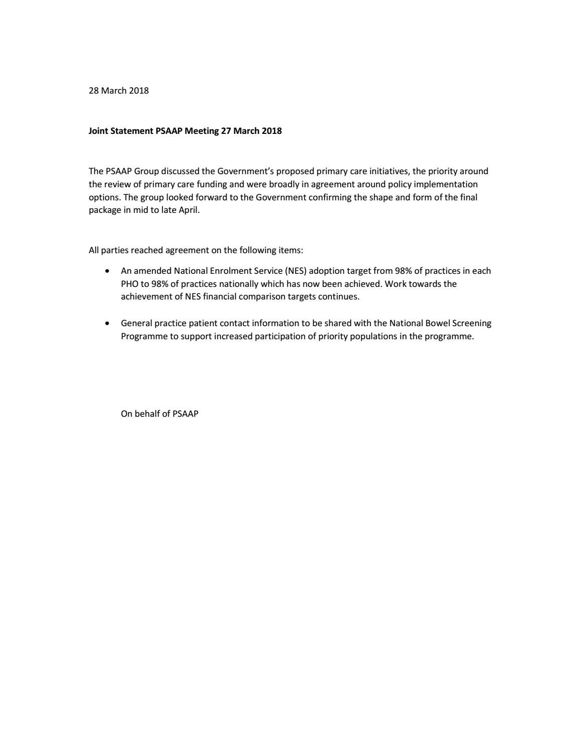 Joint Statement from PSAAP meeting 27 March 2018 by WBOP PHO - Issuu