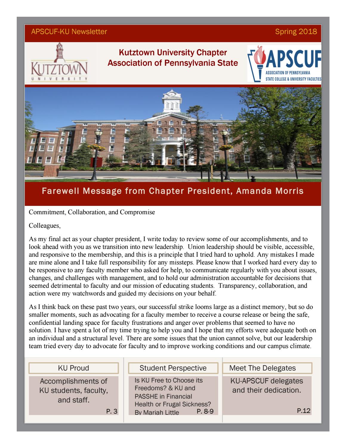 Apscuf Newsletter Spring 2018 by KU-APSCUF - Issuu