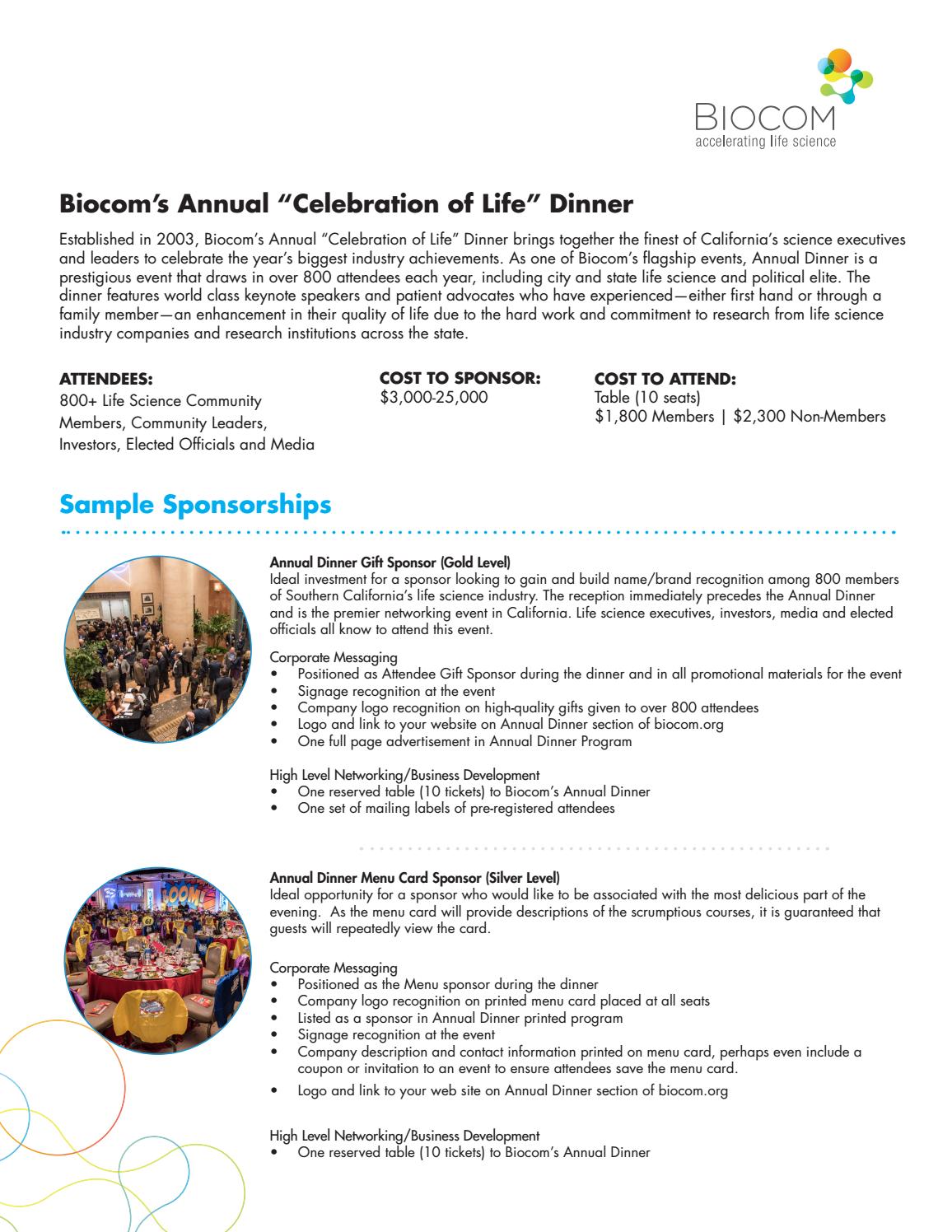 Annual Dinner Sponsorship by Biocom - Issuu