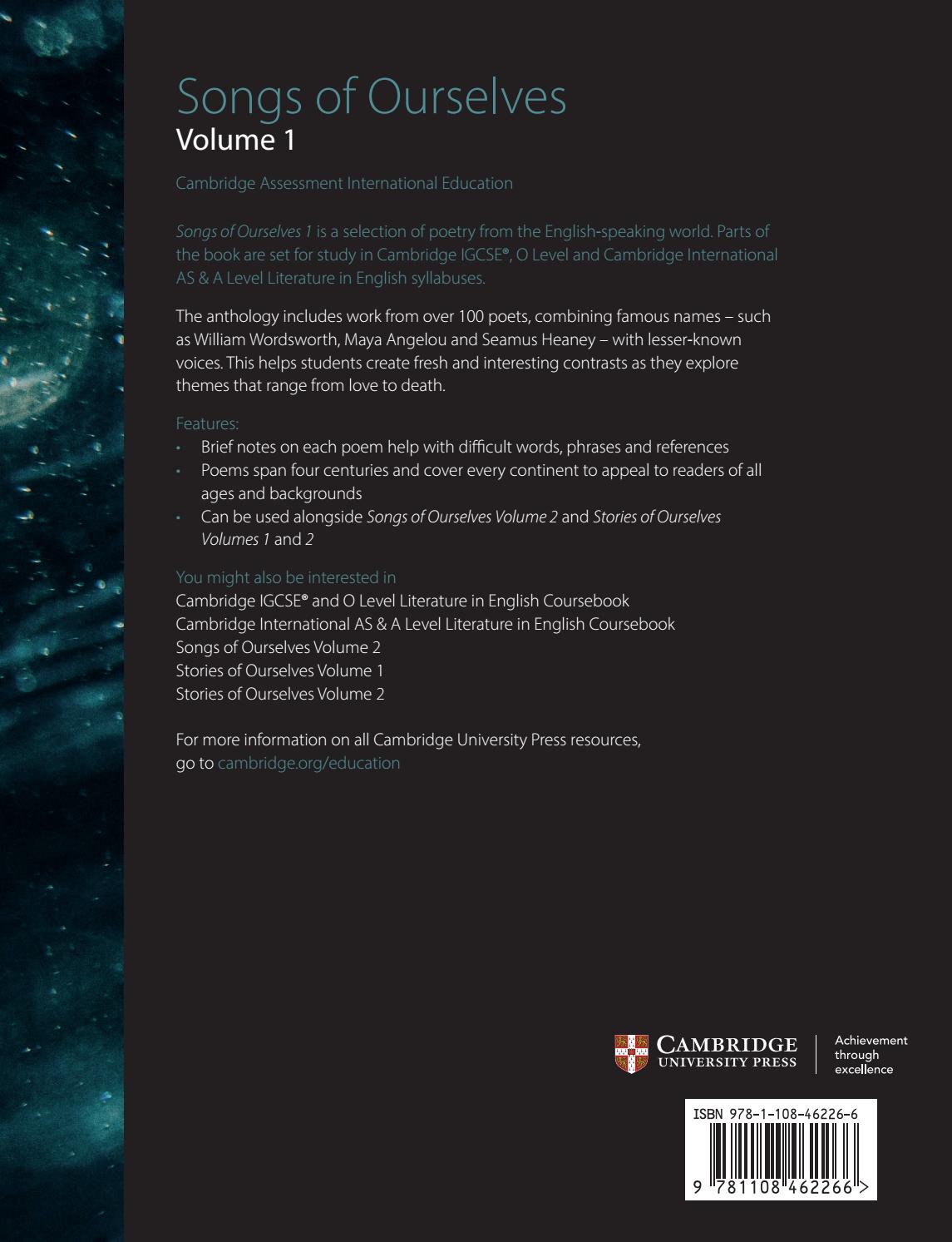 Preview Songs of Ourselves Volume 1 by Cambridge International ...