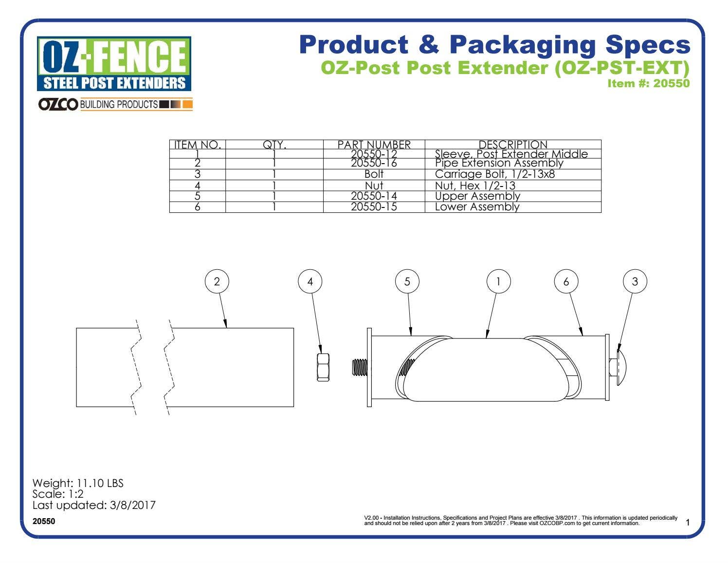 OZ-Fence Post Extender (OZ-PST-EXT) 20550 by OZCO Building Products - Issuu