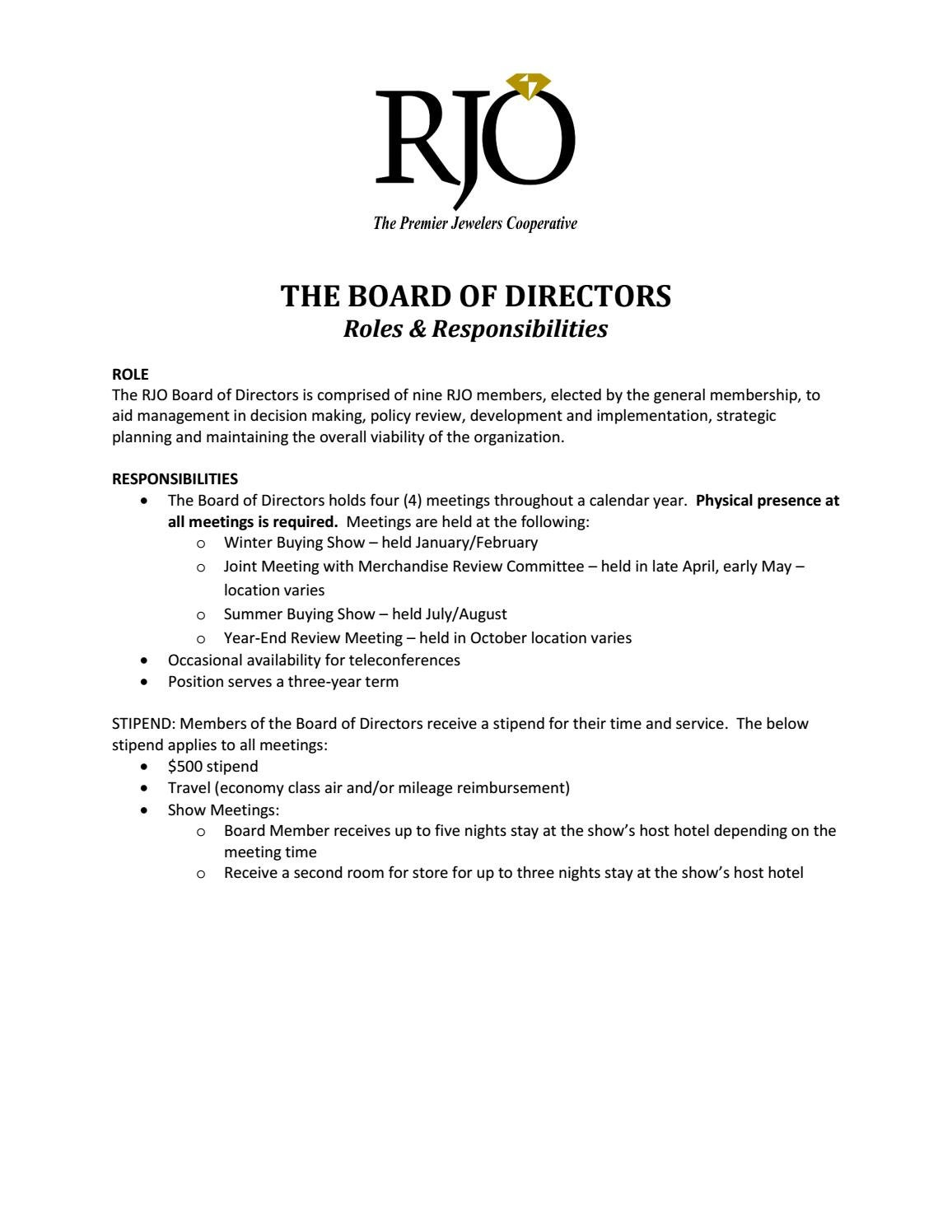 BOD Roles and Responsibilities 2018 by RJO inc - Issuu