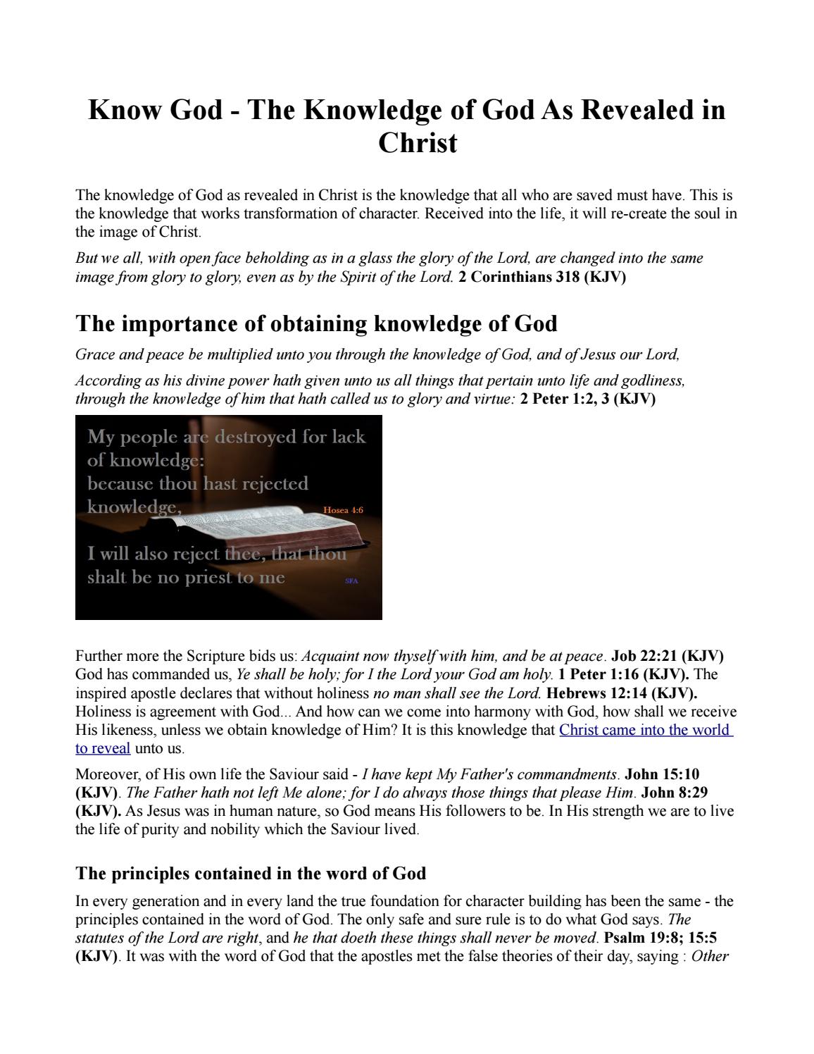 Know God - The Knowledge of God as Revealed in Christ by ...