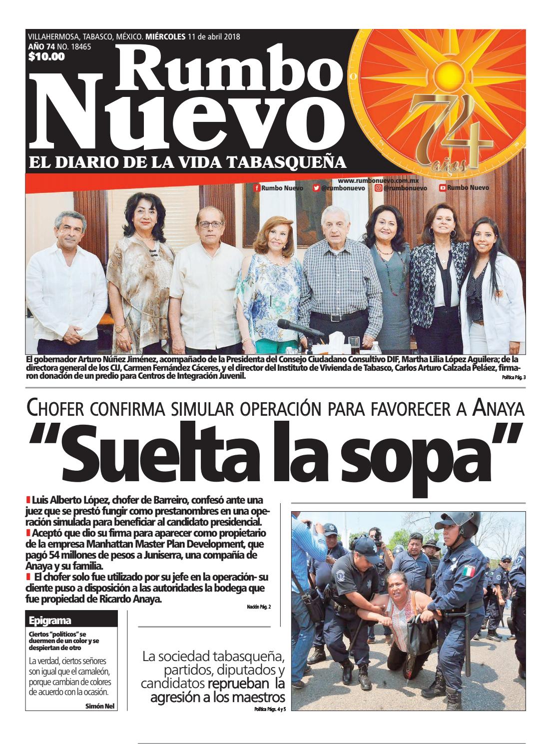 Rumbo Nuevo. Miércoles 11 de abril de 2018 by Grupo Rumbo Nuevo - Issuu