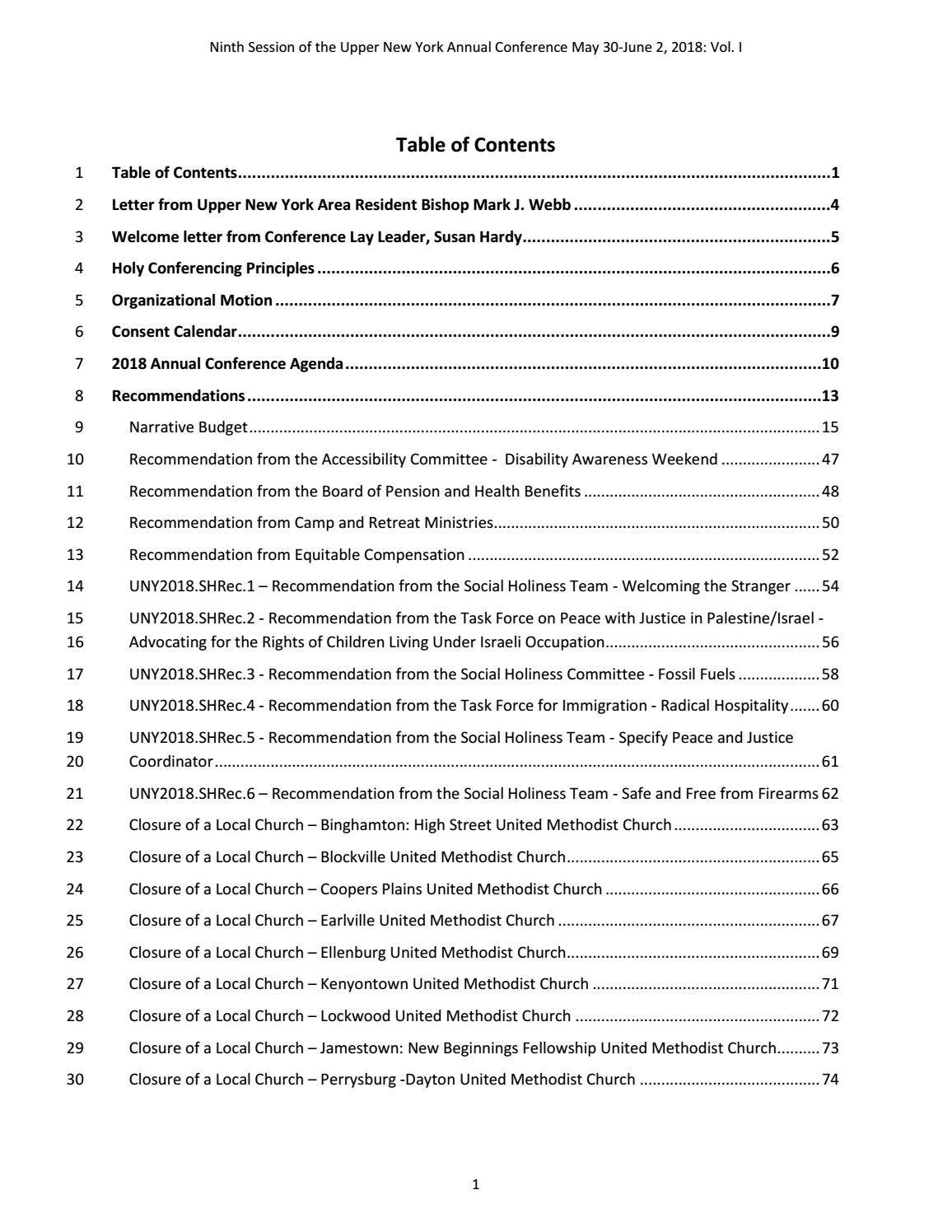 2018 Upper New York Conference Journal, Volume I by Upper New York ...