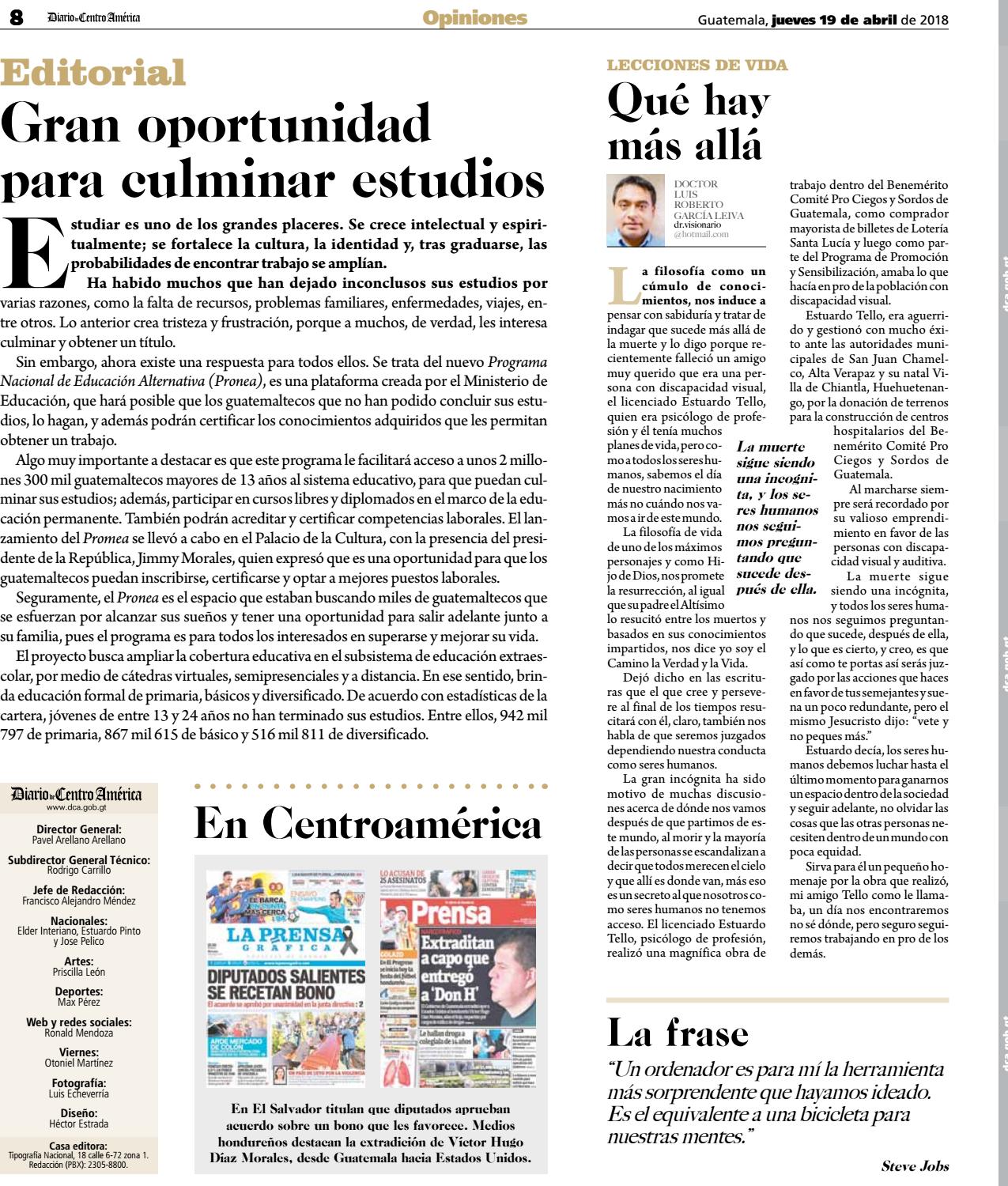 Edición jueves 19 de abril de 2018 by Diario de Centro América ...