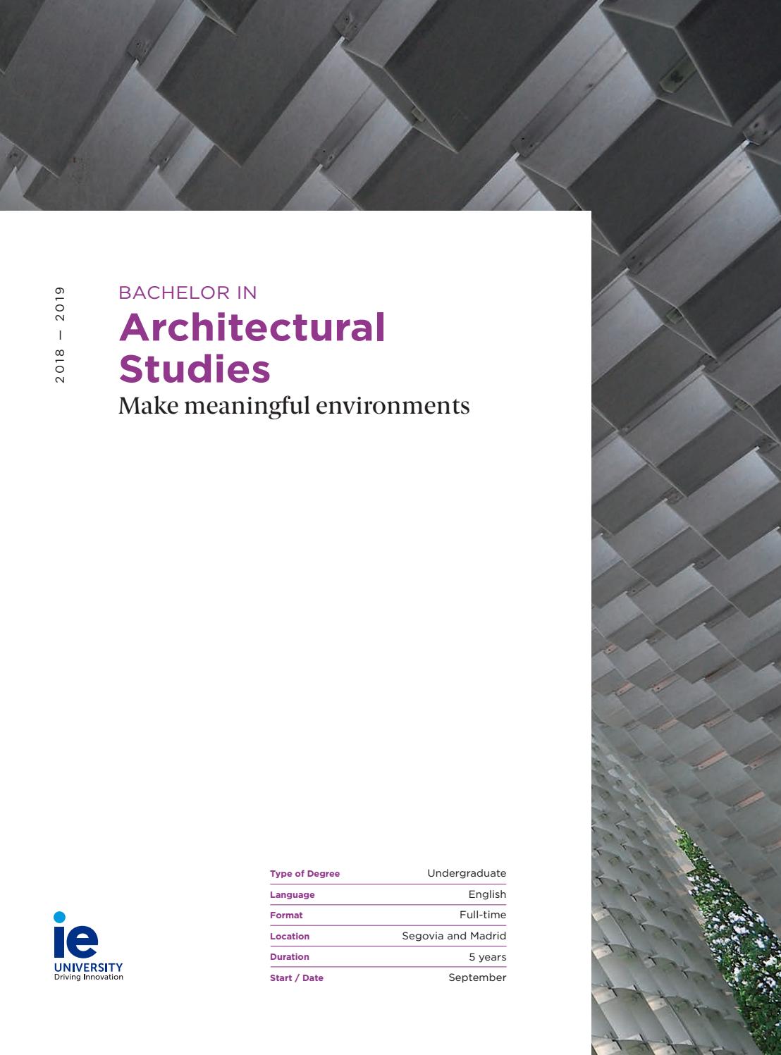 Bachelor in Architectural Studies by IE School of Architecture and ...