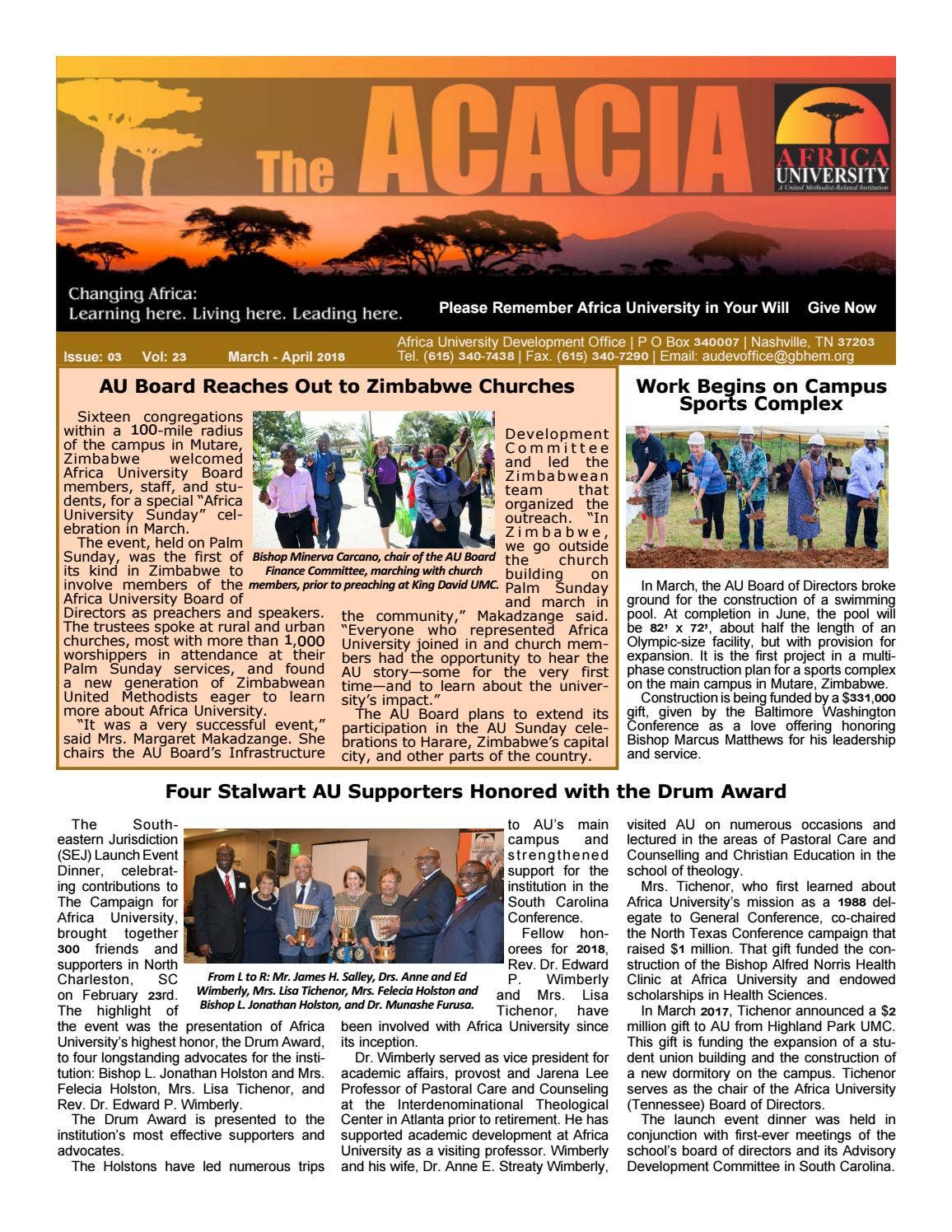 Acacia e-Newsletter - March-April 2018 by Africa University Development ...