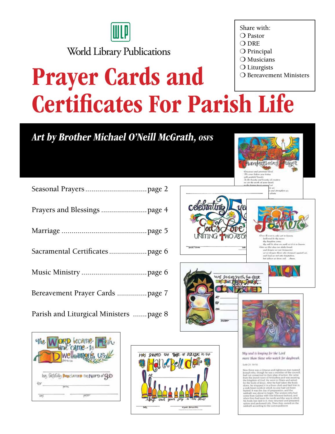 Prayer Cards and Certificates for Parish LIfe by World Library ...
