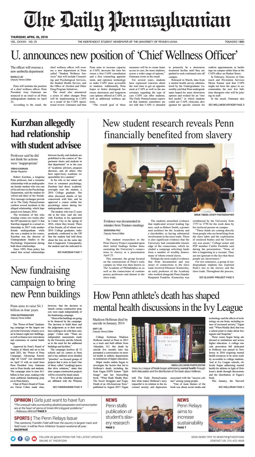 April 26, 2018 by The Daily Pennsylvanian - Issuu