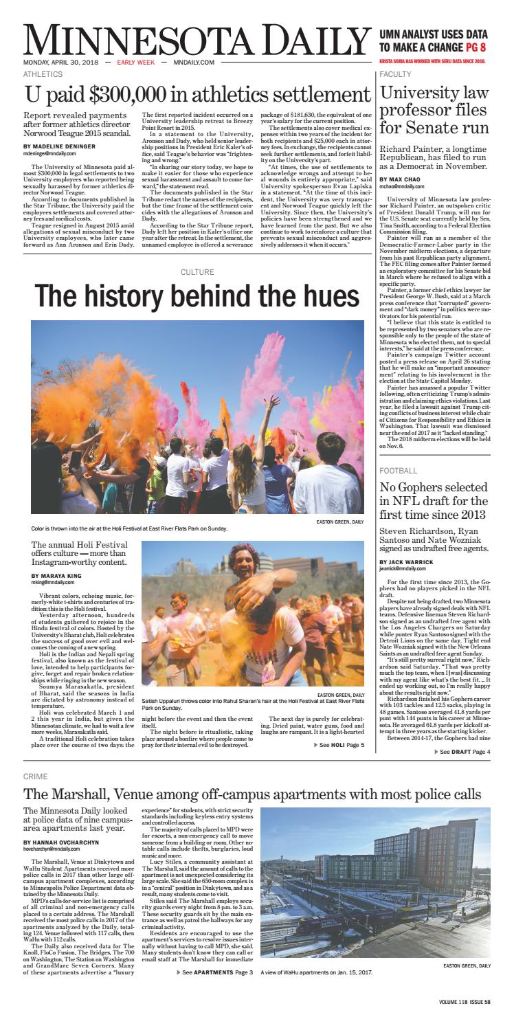 April 30, 2018 by The Minnesota Daily - Issuu