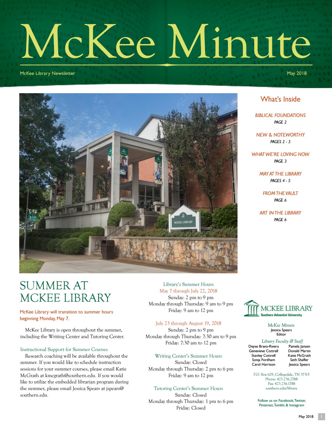 Mckee Minute May 2018 by McKee Library - Issuu