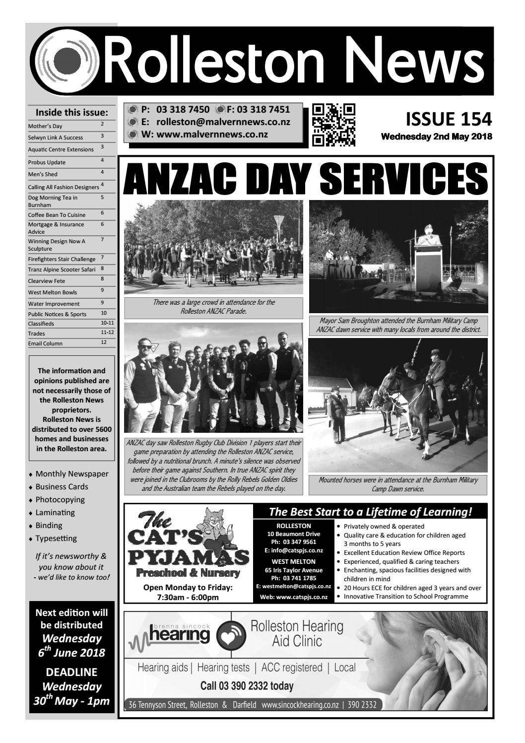 Rolleston News Issue 154 May 2018 by Malvern News - Issuu