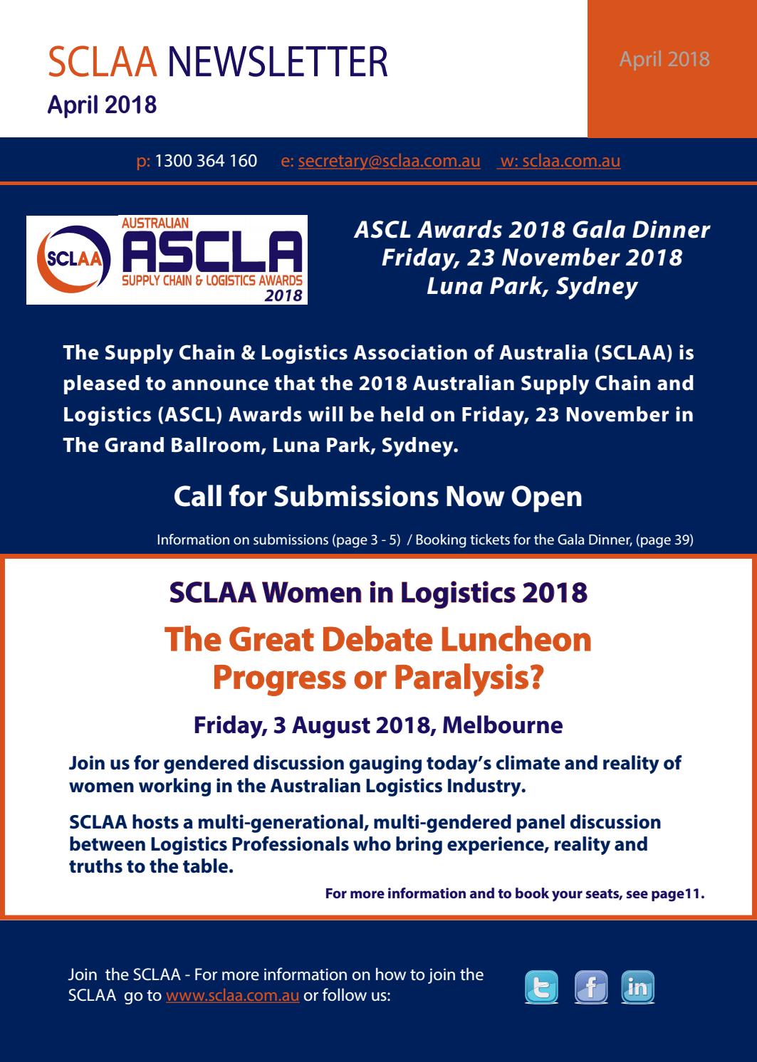 SCLAA Newsletter April 2018 by Supply Chain & Logistics Association of ...