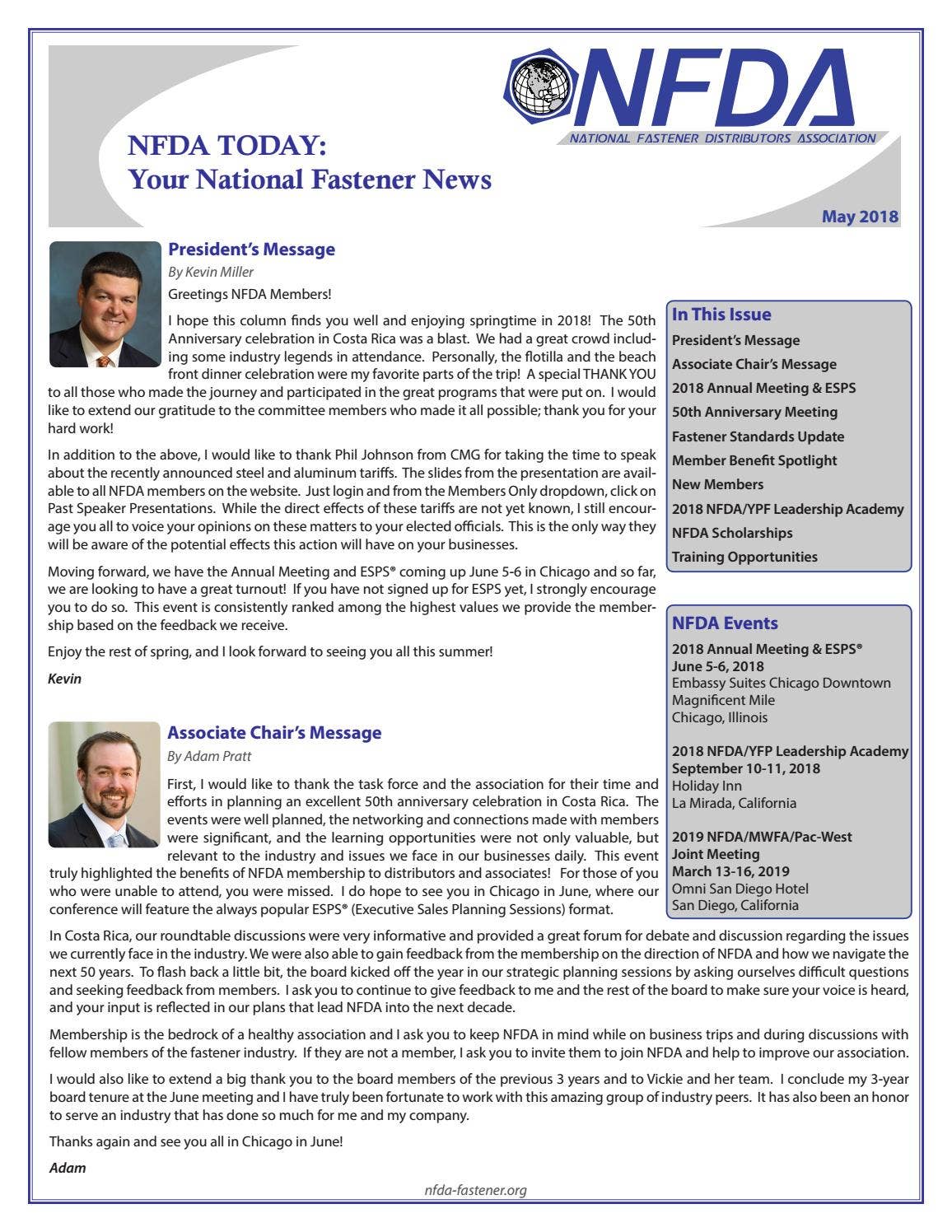 May 2018 NFDA Today by National Fastener Distributors Association - Issuu