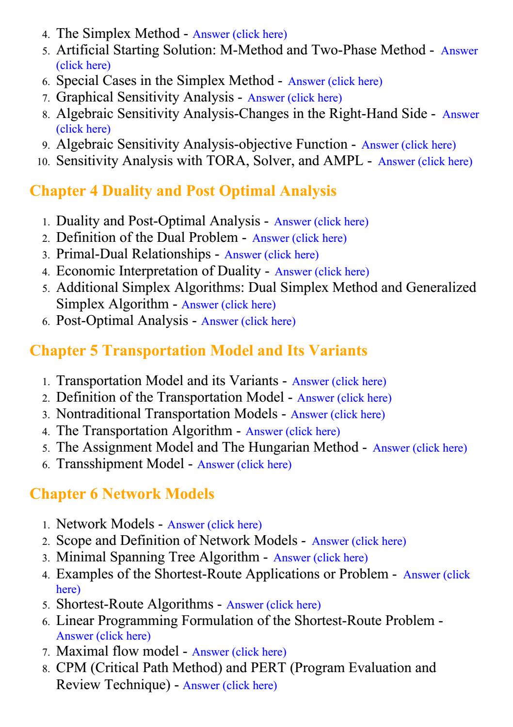 duality and post optimal analysis