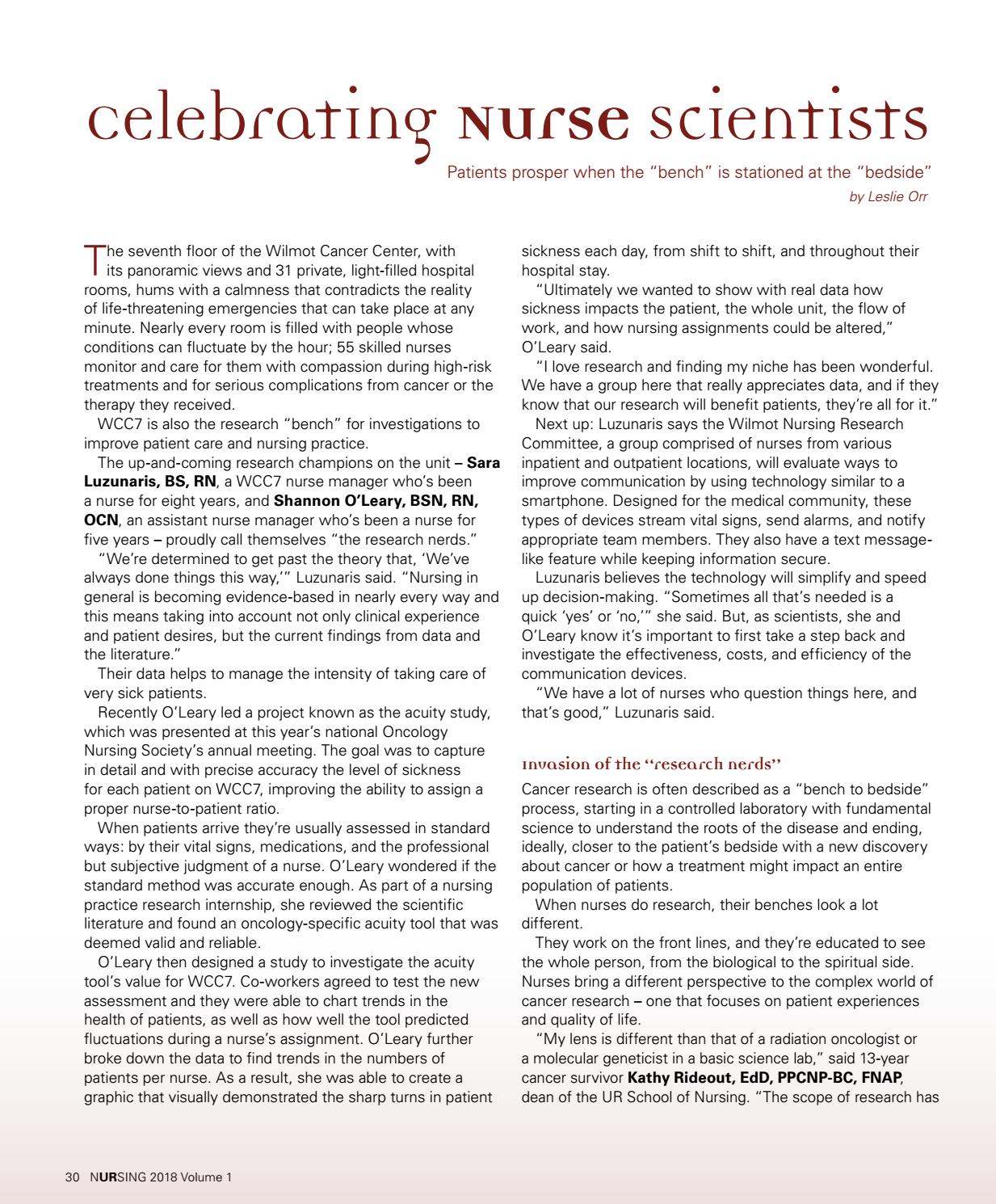 NURSING Magazine | 2018 | Volume 1 by University of Rochester Medical ...