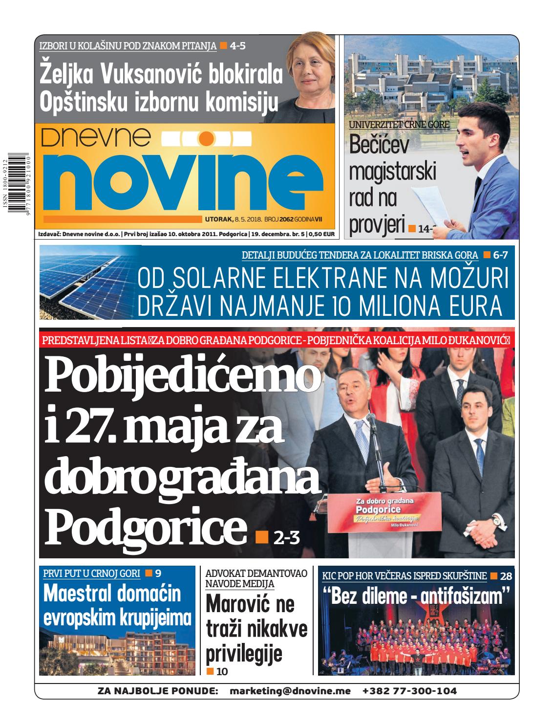 Dnevne novine 8. maj 2018. by Dnevne Novine - Issuu