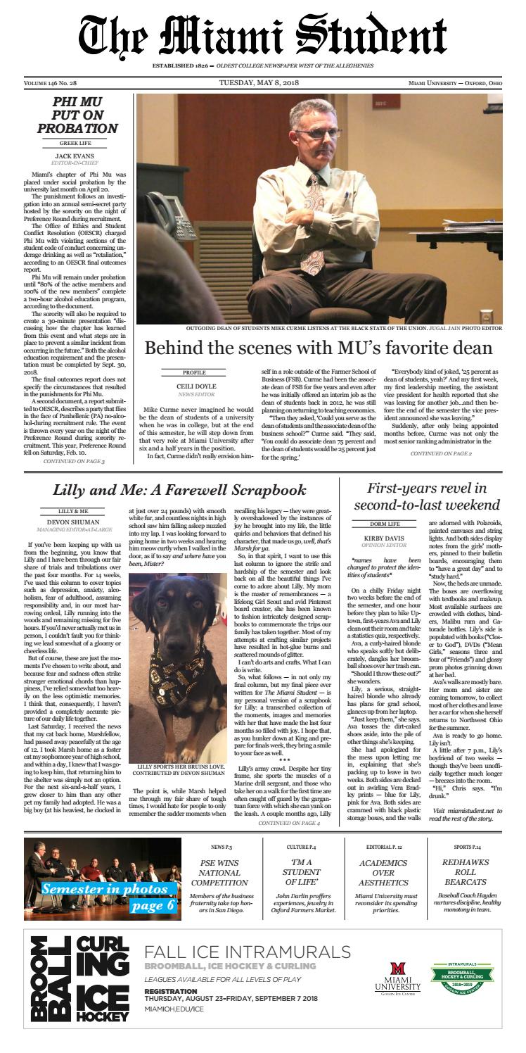 The Miami Student | May 8, 2018 by The Miami Student - Issuu