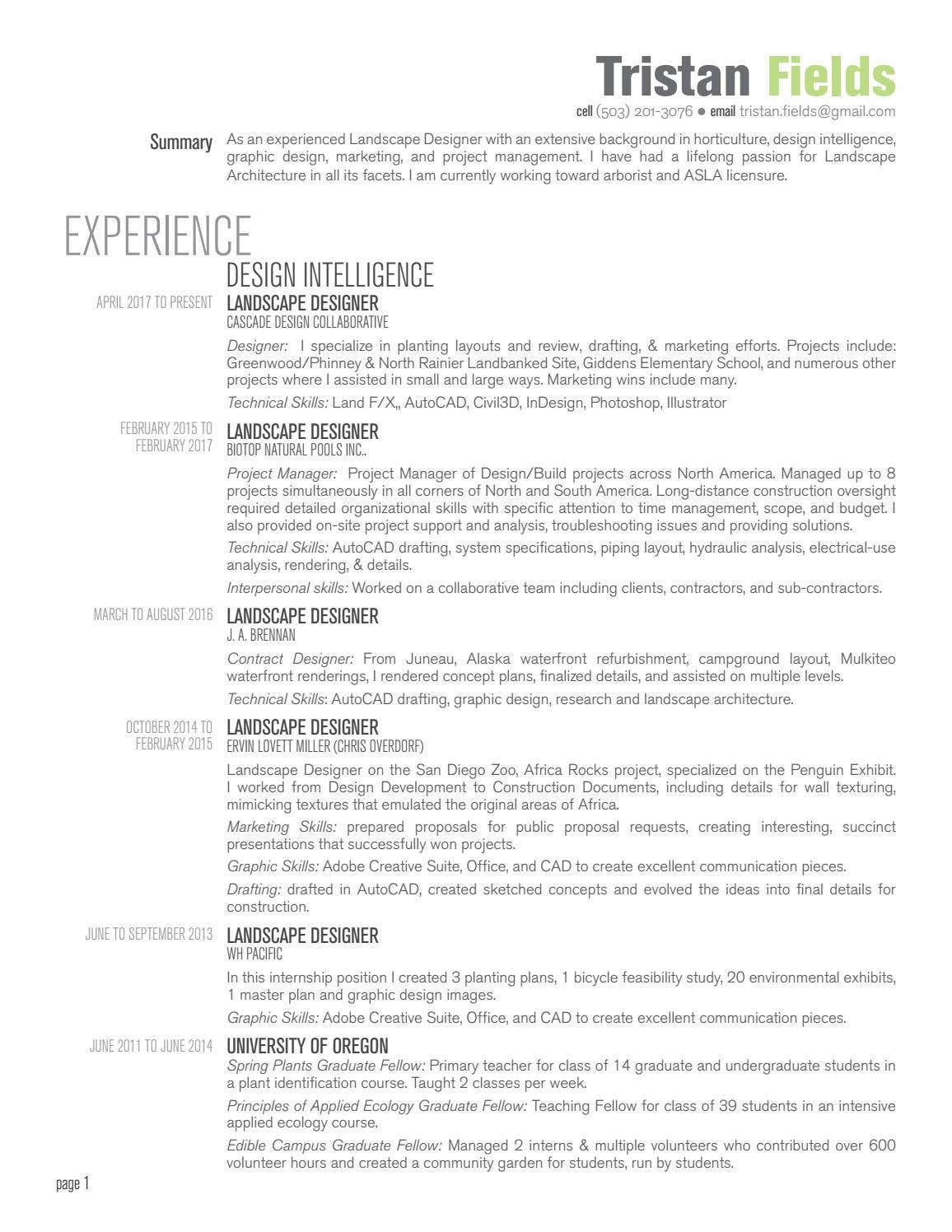 Resume of Tristan Fields by Tristan Fields - Issuu