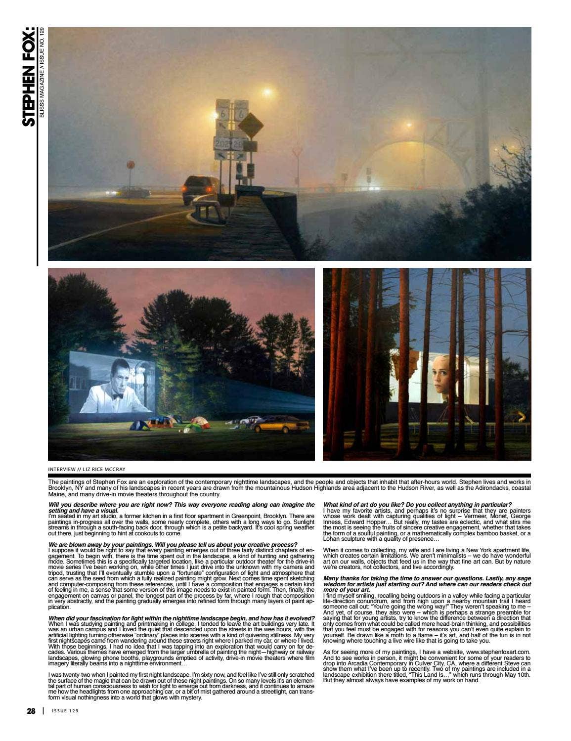 Stephen Fox - Blisss Magazine - 2018 by Arcadia Contemporary - Issuu
