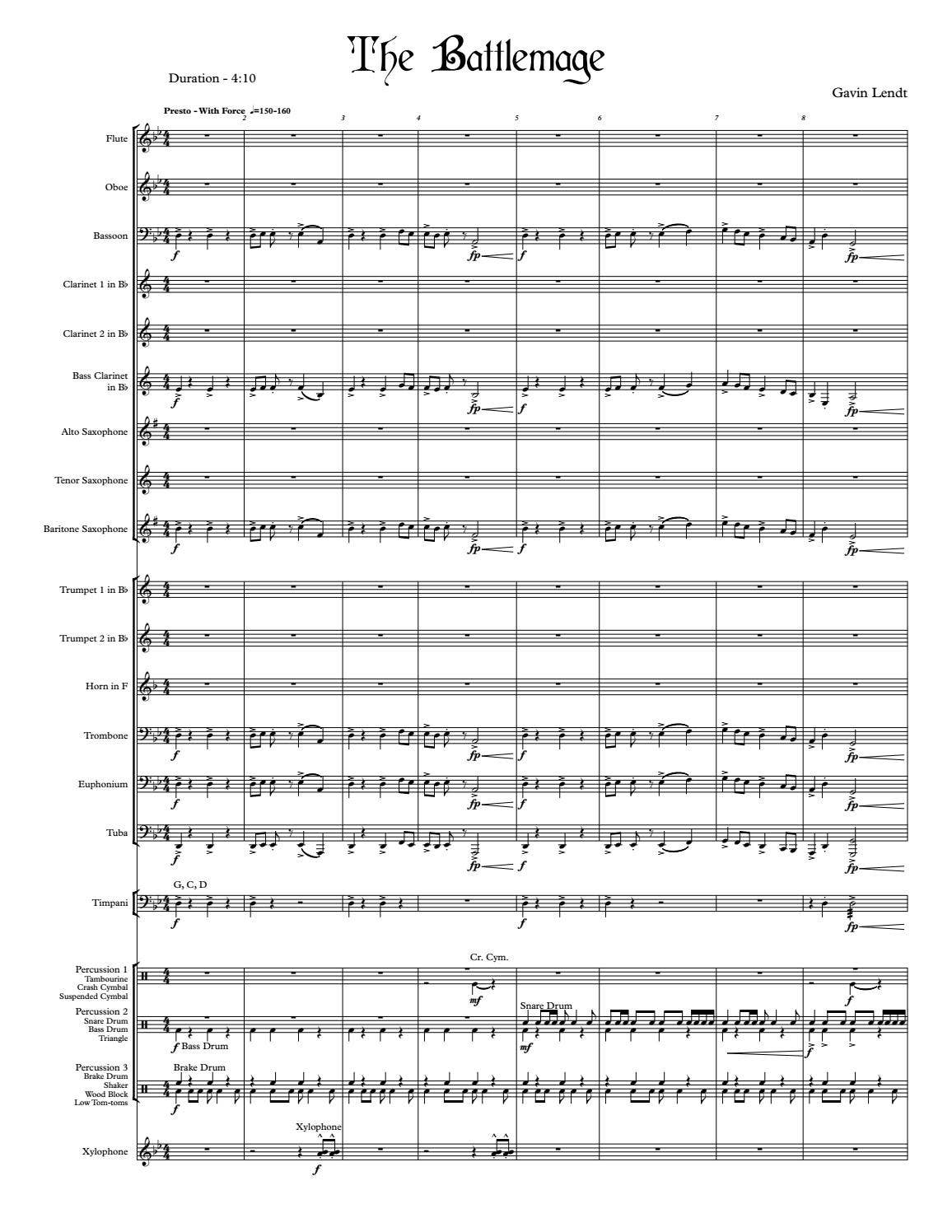 The Battlemage for Concert Band, Grade 2 by Gavin Lendt - Issuu