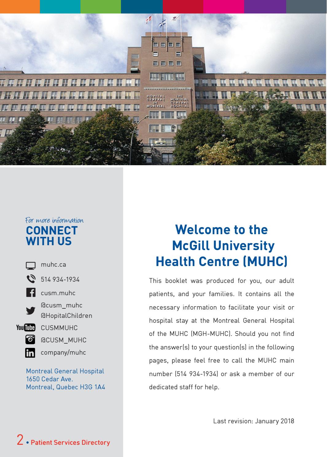 MUHC Montreal General Hospital Patient Services Directory by Willow ...